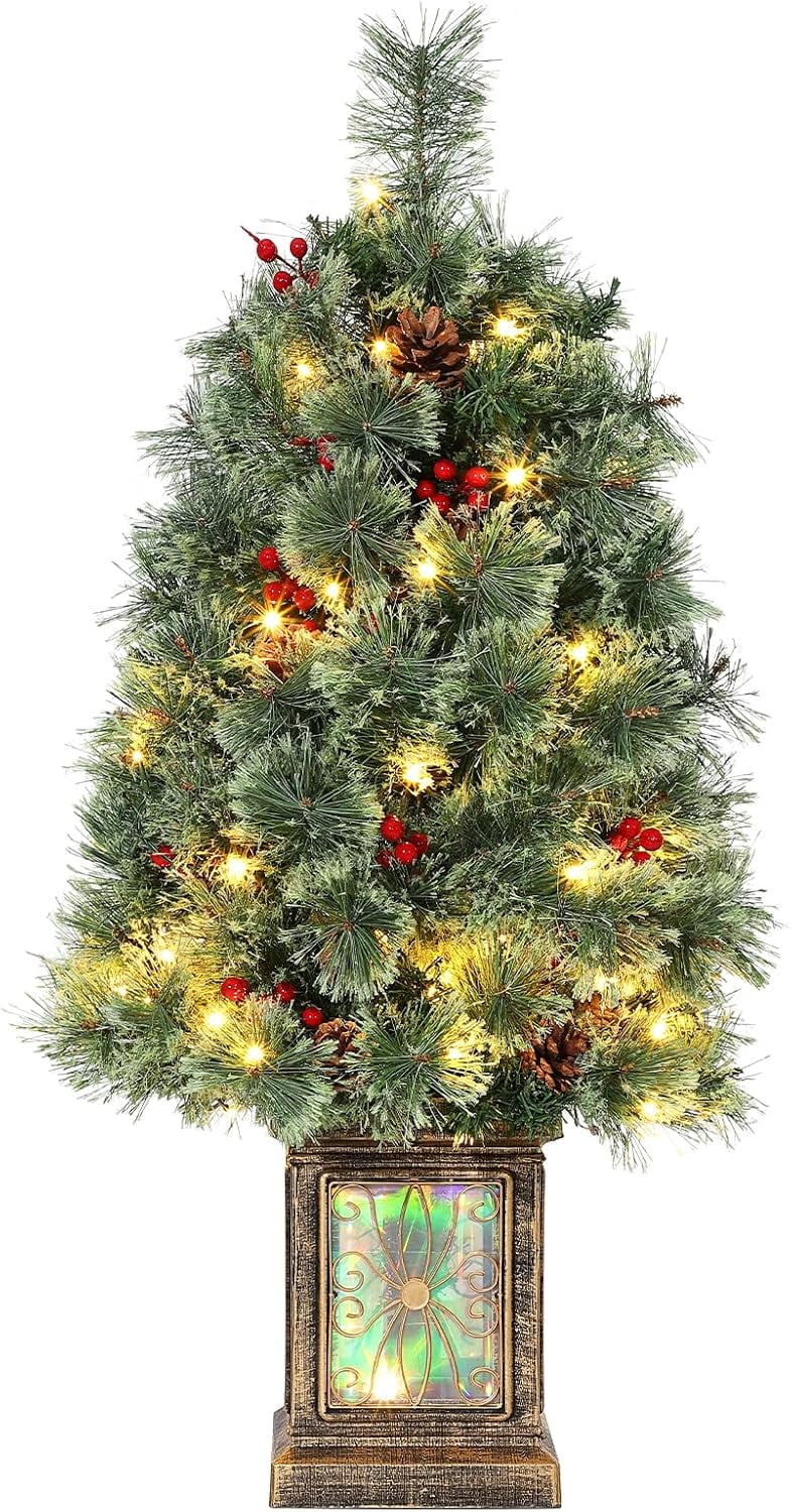 Senfot 3ft Small Christmas Tree with Lights, Tabletop Pre-Lit ...