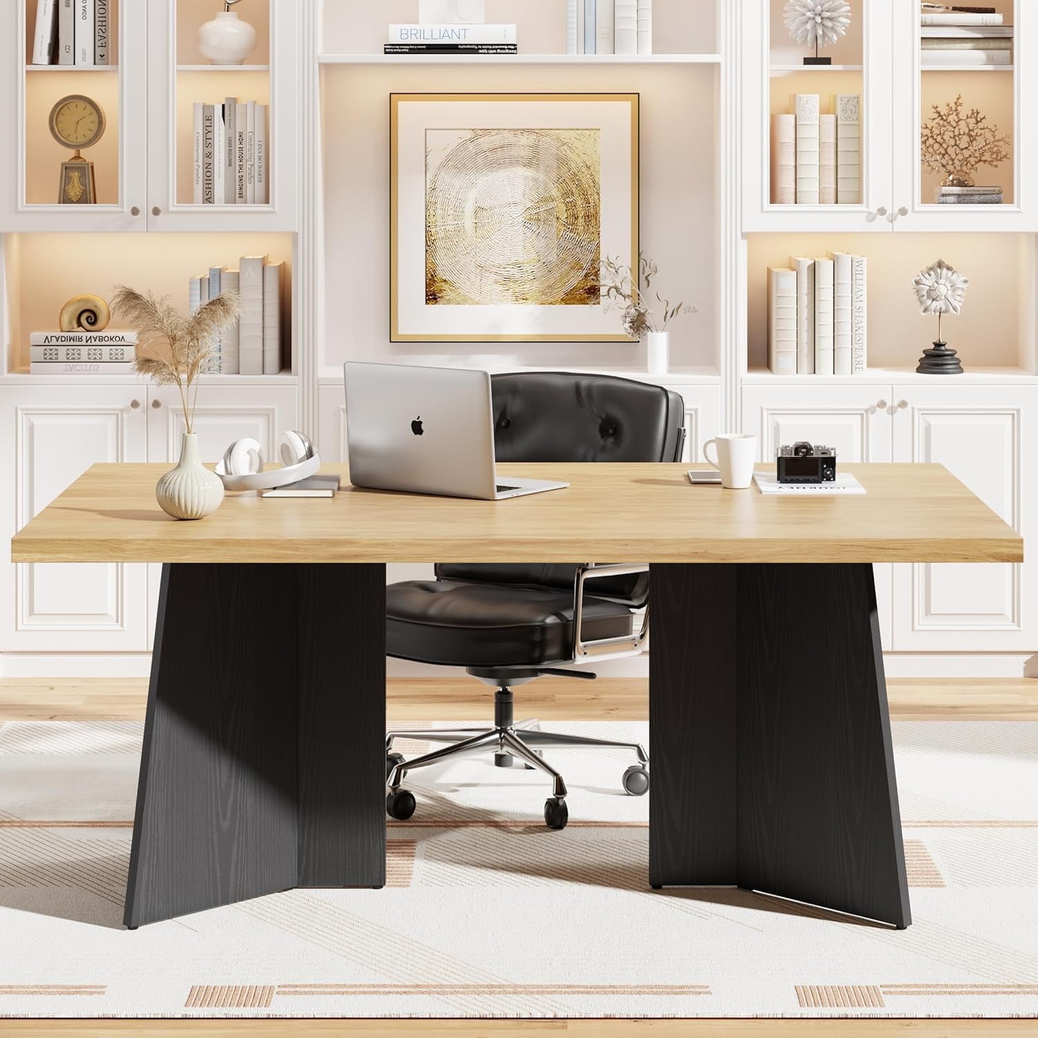 Senfot 71" Long Dining Table for 6-10 People, Modern Kitchen Table with ...