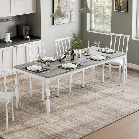 Senfot 78 Inch Rectangular Dining Table for 8, Rustic Farmhouse Kitchen ...