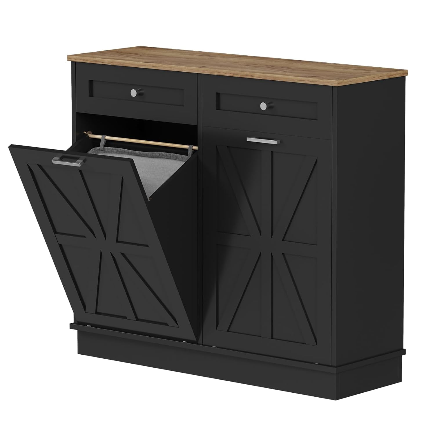 Senfot Double Tilt Out Trash Can Cabinet, Freestanding Hidden Recycling ...