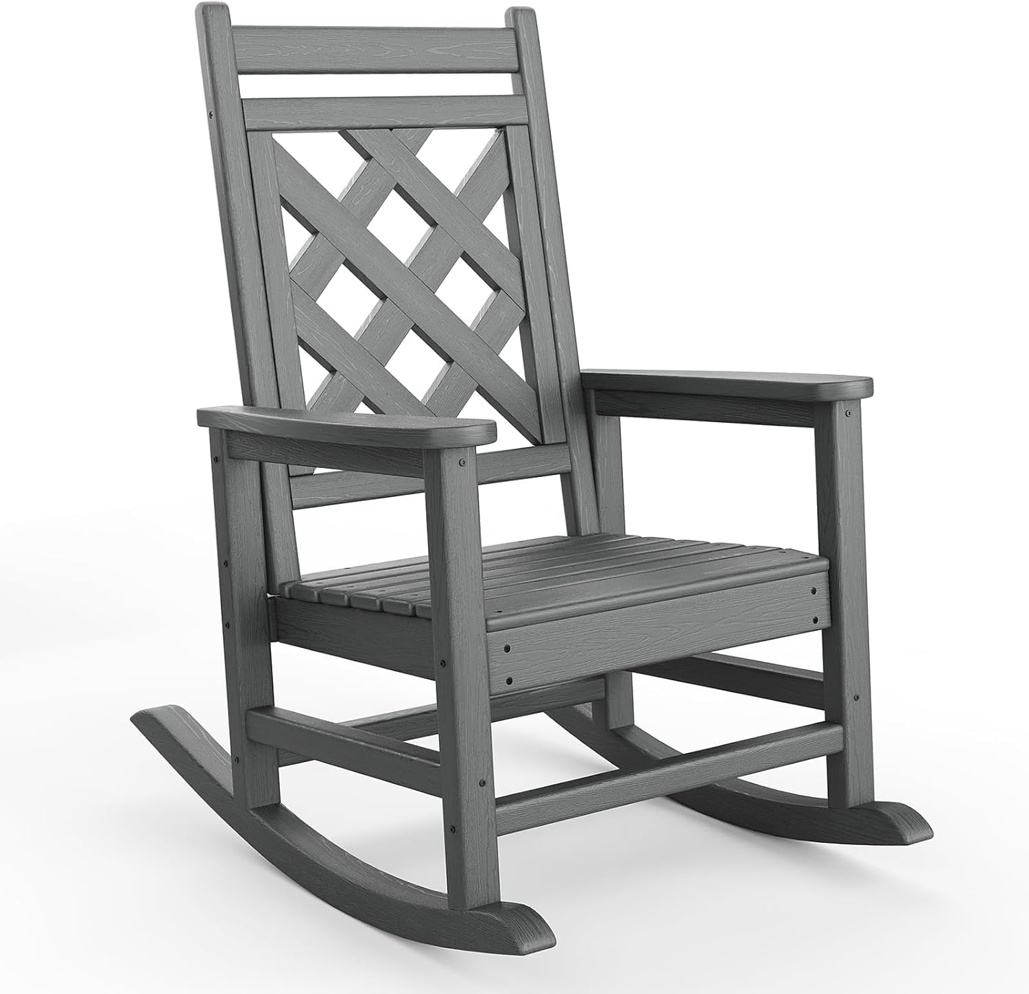 Senfot Outdoor Rocking Chair - HDPE Weather Resistant Rocker with Wood ...