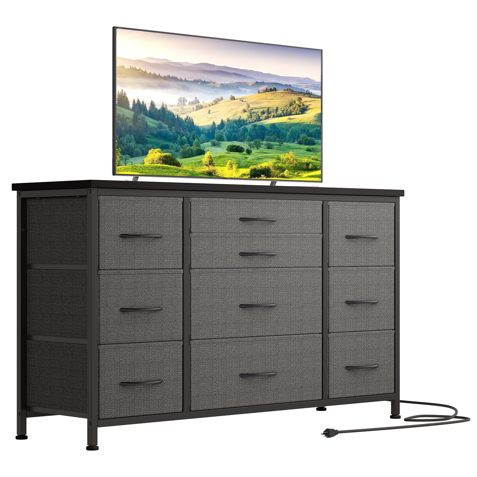 Senfot Storage Cabinet, 10 Drawer TV Stand with Power Outlet - Iron ...