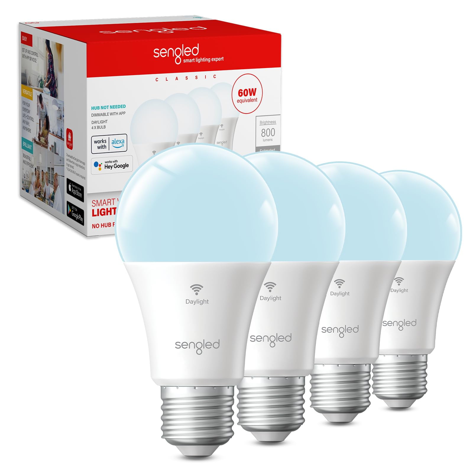 Sengled G2 Smart Light Bulbs That Compatible with Alexa & Google Assistant, Wi-Fi & Bluetooth ...
