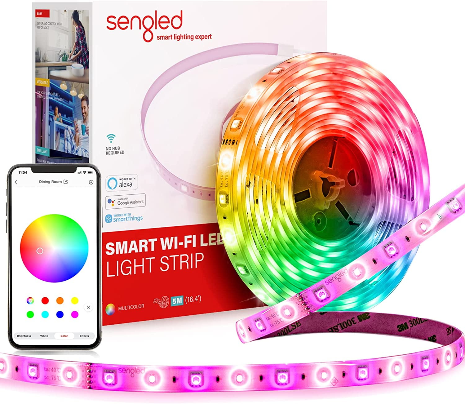 Sengled Smart Wi-Fi LED Multicolor Light Strip, 5M (16.4ft), No Hub ...