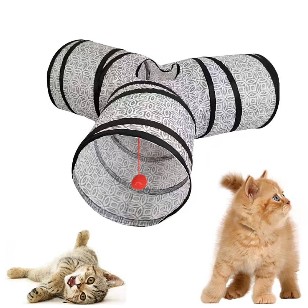 Senhu Pet Cat Tunnel Tube Cat Toys 3 Way Collapsible, Cat Tunnels for ...