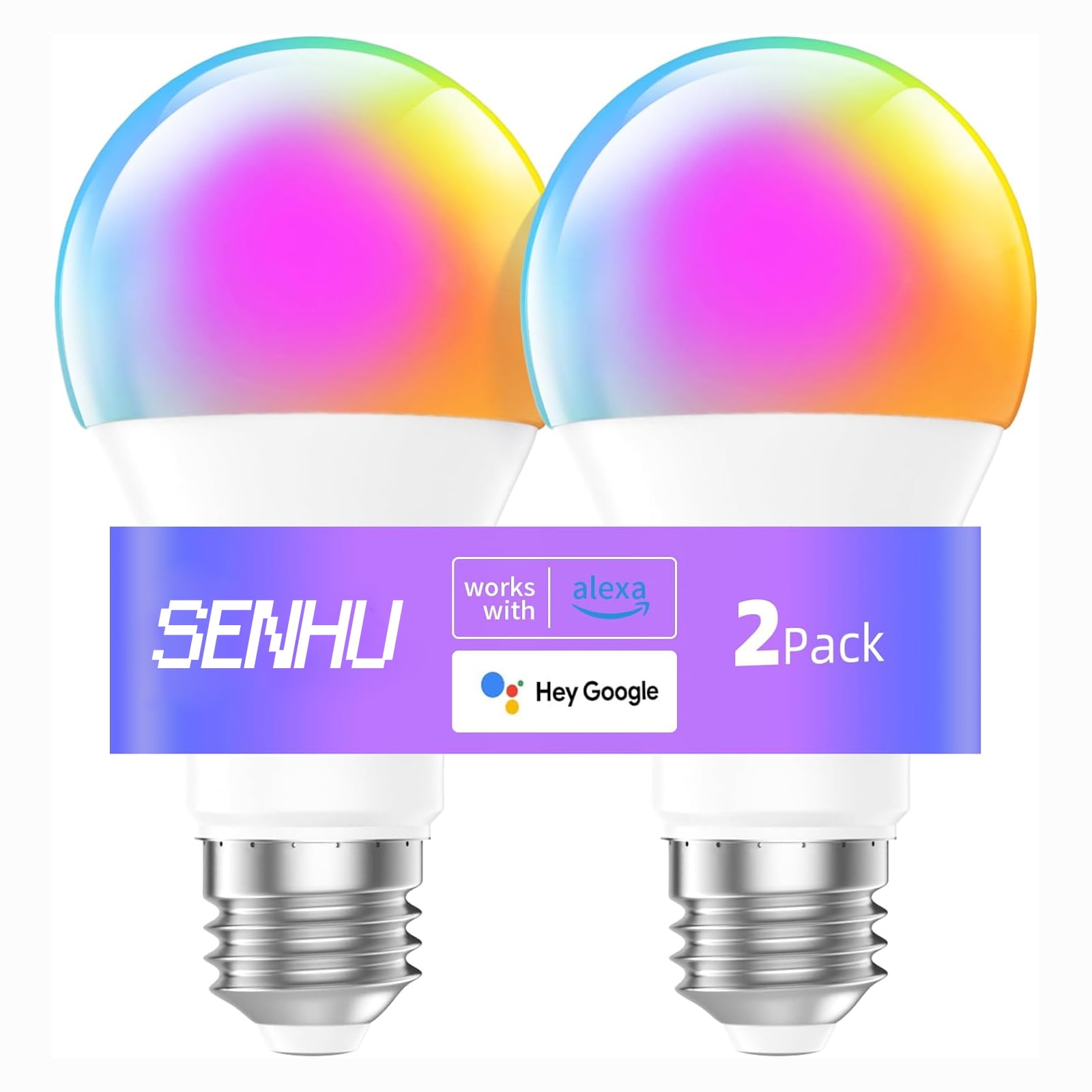 Senhu Smart Light Bulbs, RGB LED Bulb, Work with Alexa & Google Home ...