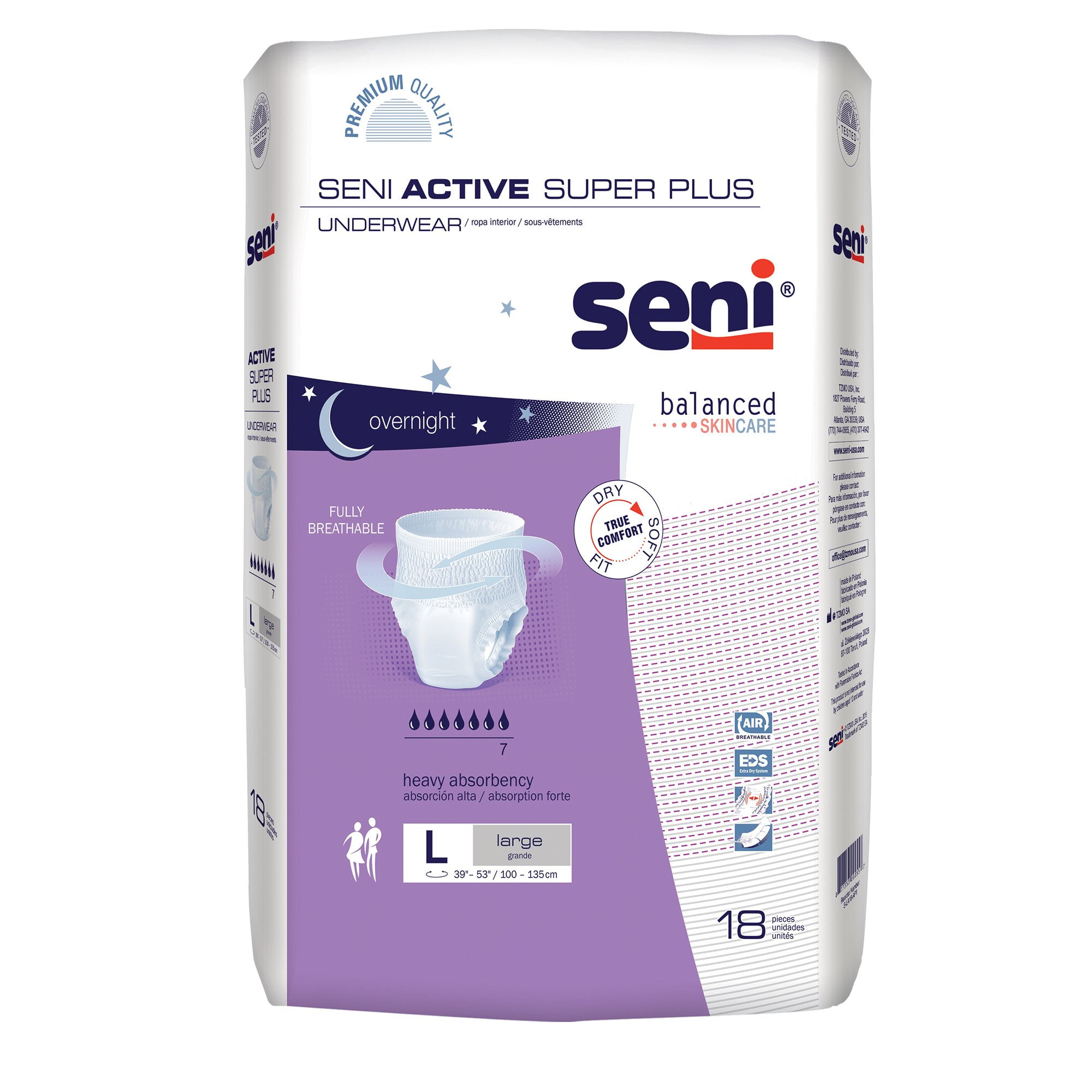 Seni Active Super Plus Large Disposable Underwear, Heavy Absorbency, 36 ...