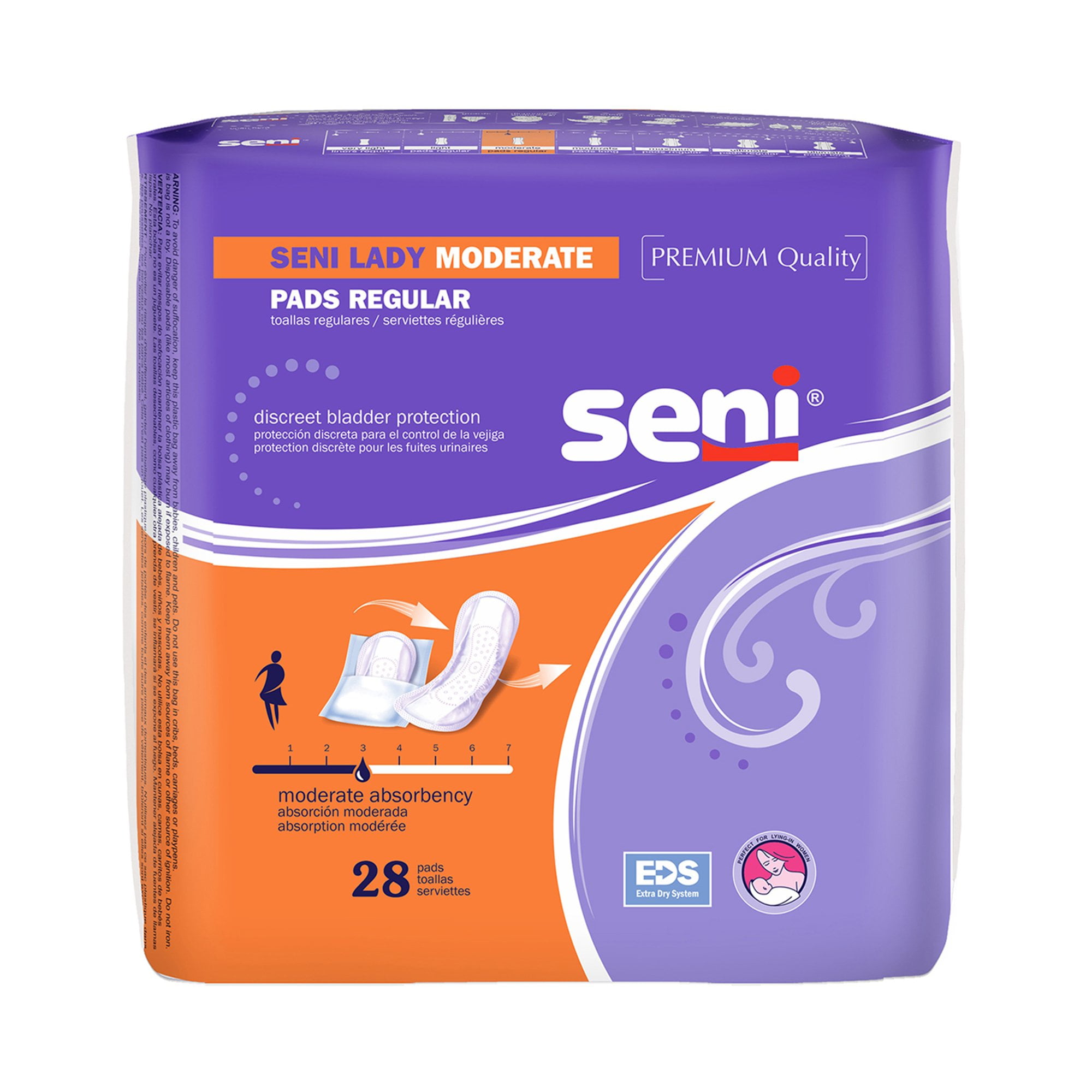 Seni Lady Moderate Female Incontinent Pad Regular Length 10" L S-3P28 ...