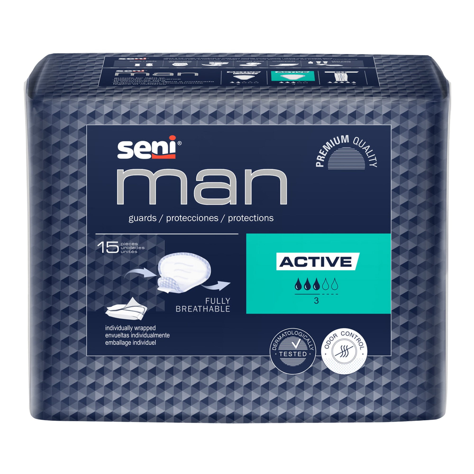 Seni Man Active Male Incontinent Pad Cup Shape 8-9/10 X 10-3/5 Inch S ...