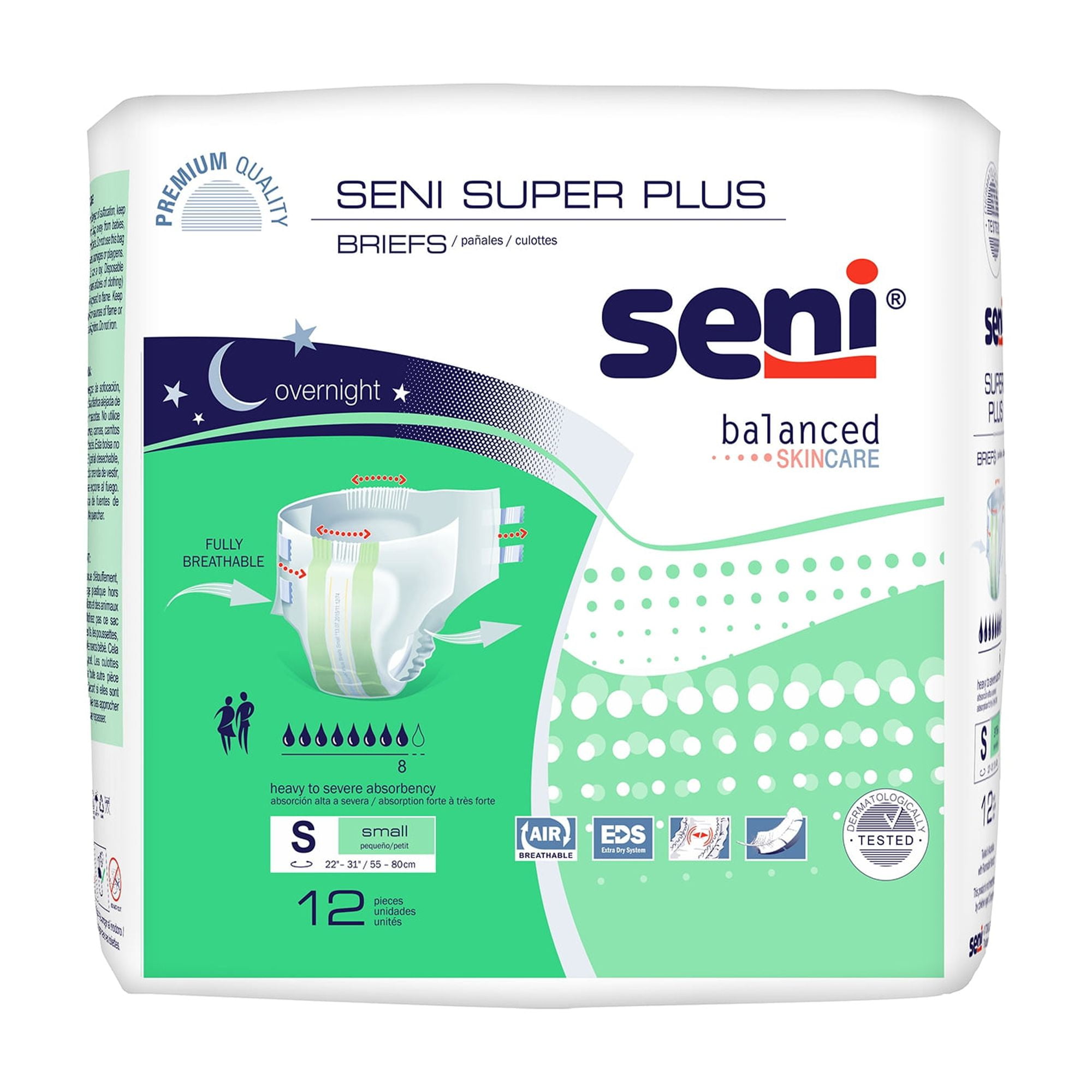 Seni Super Plus Adult Incontinence Brief S Heavy Absorbency Breathable / Overnight, S-SM12-BP1 ...