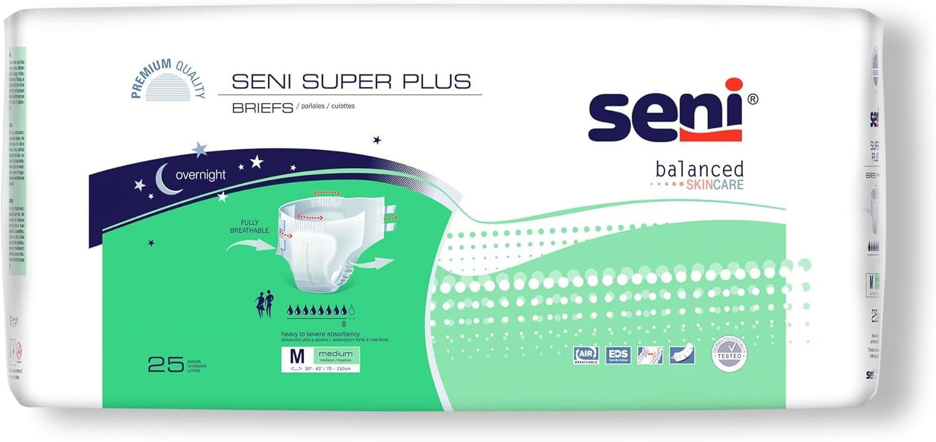 Seni Super Plus Unisex Adult Incontinence Briefs with tabs, Size XL (55 ...