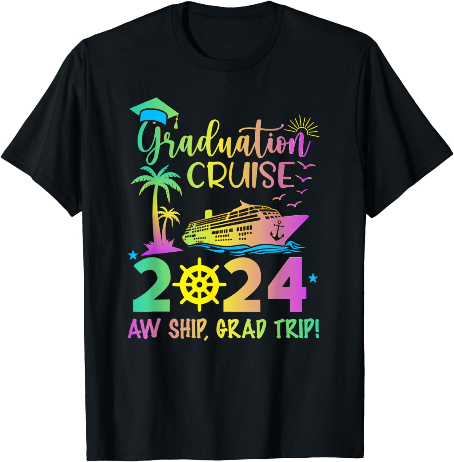 Senior 2024 Graduation Cruise Aw Ship Grad Trip Party Cotton T-Shirt ...