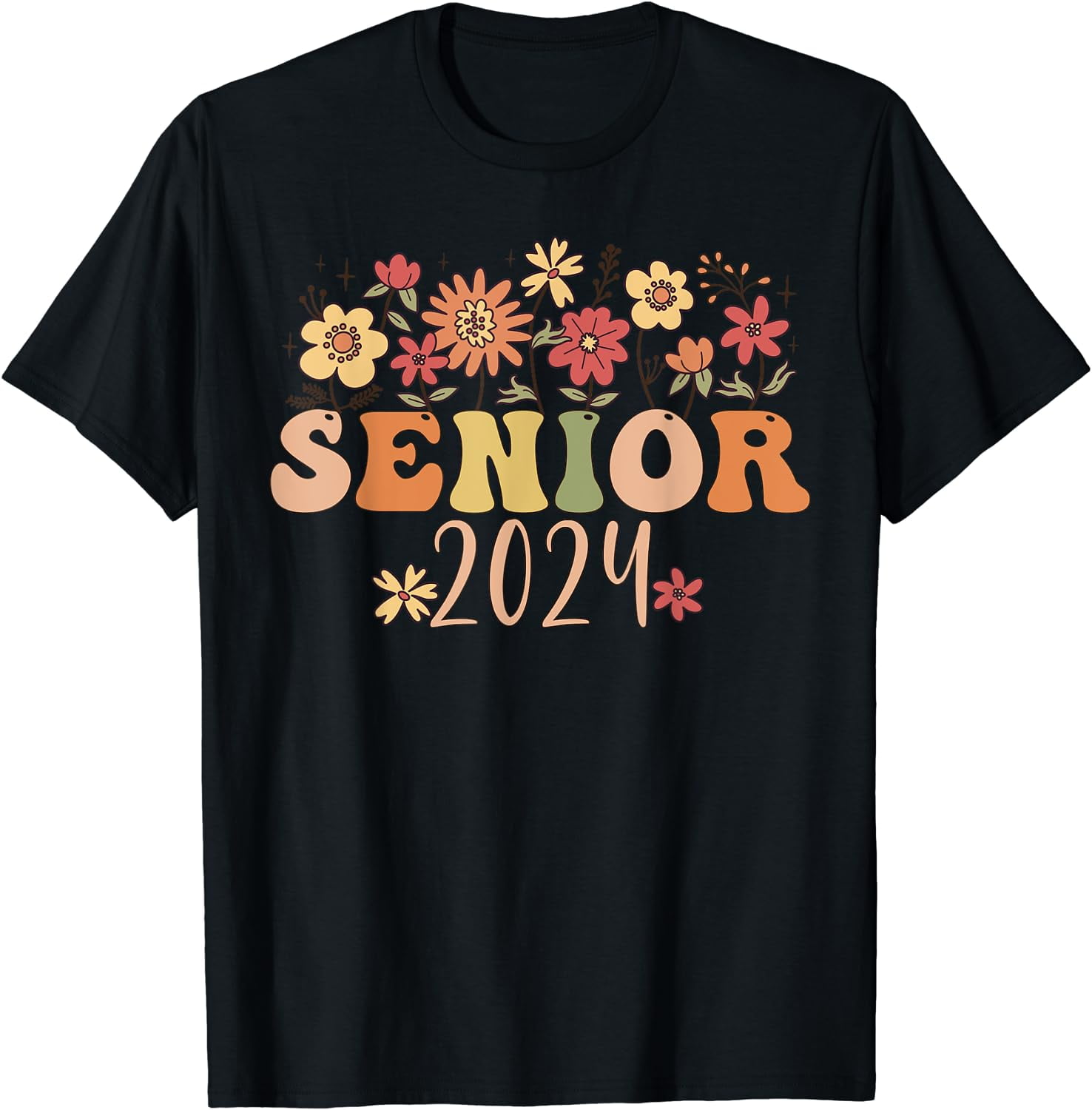 Senior 2024 Groovy Retro Class of 2024 Graduation T-Shirt Black 3X ...