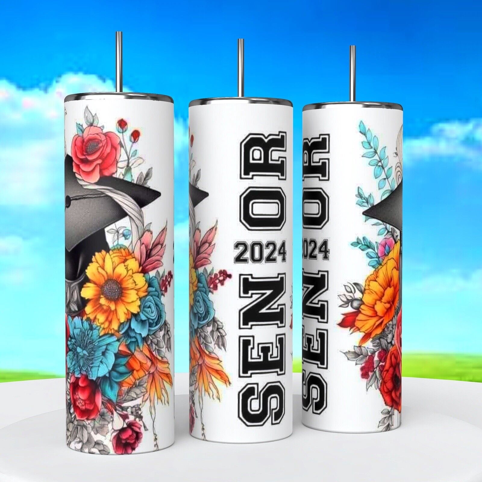 Senior 2024 class Of Graduation cap Image 20 Oz Tumbler coffee Cup ...
