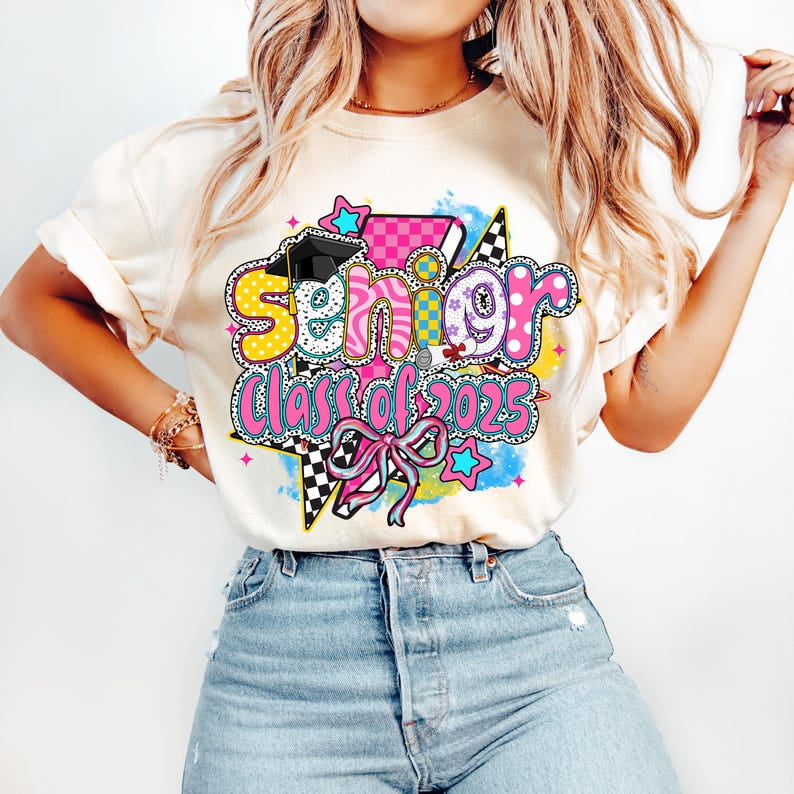 Senior 2025 Graduation T-Shirt, Preppy Class of 2025 Tee, Coquette ...