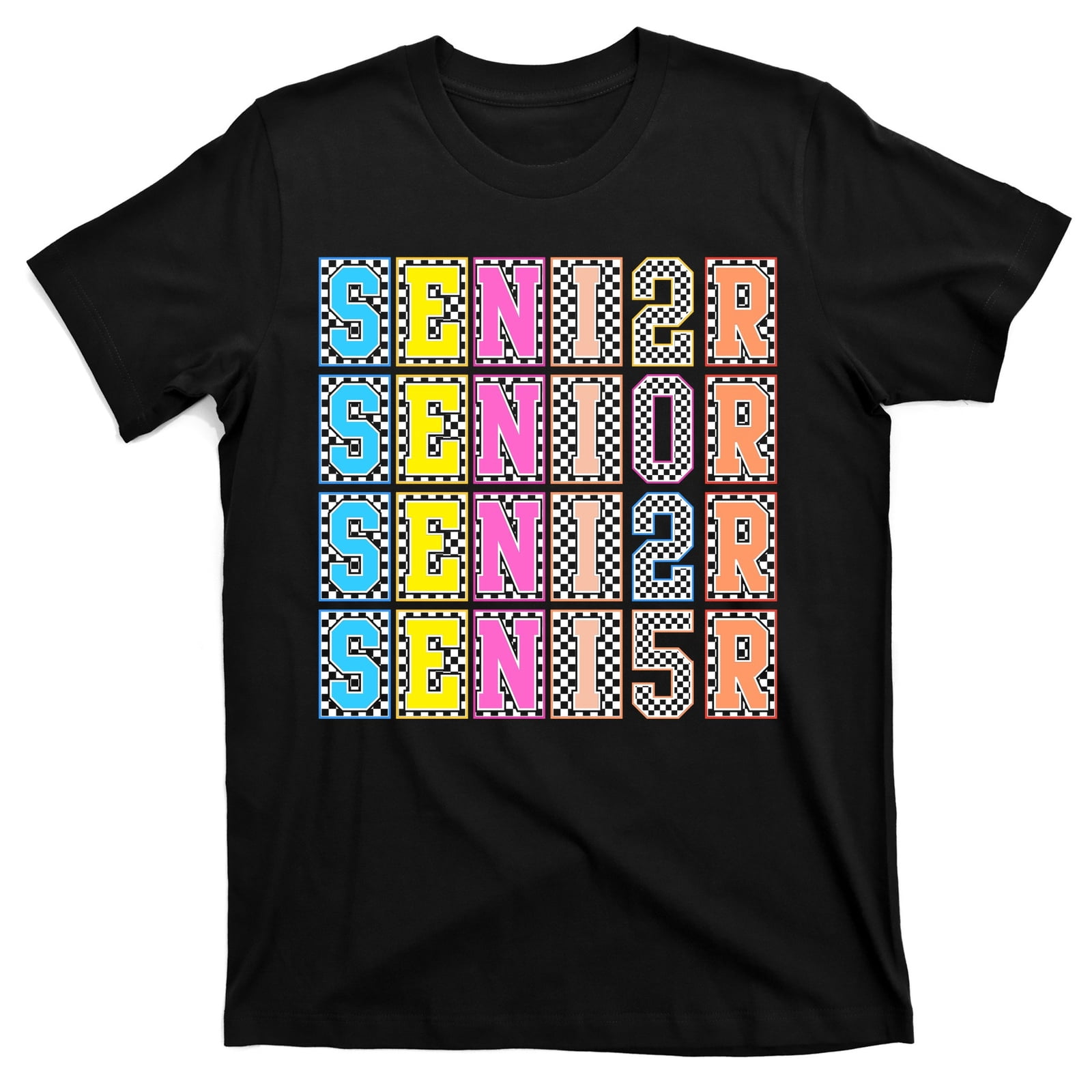 Senior 2025 Retro Checkered T-Shirt - Walmart.com