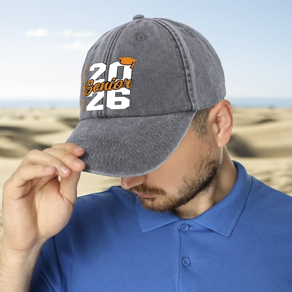 Senior 2026 Hats Class of 2026 Graduation Congrats Hat Denim Cap Grey ...