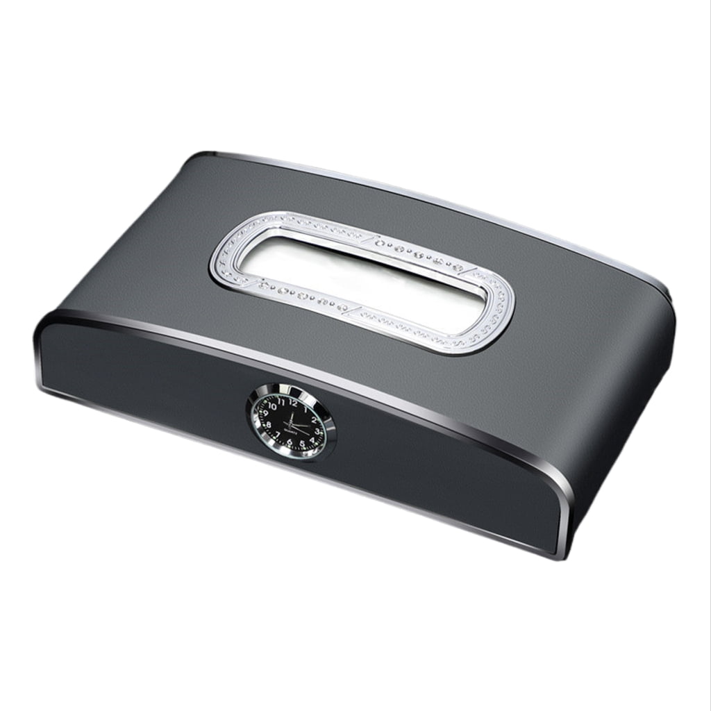 Senior Car Tissue Box with Clock Watch Leather Case Backseat Car Tissue ...