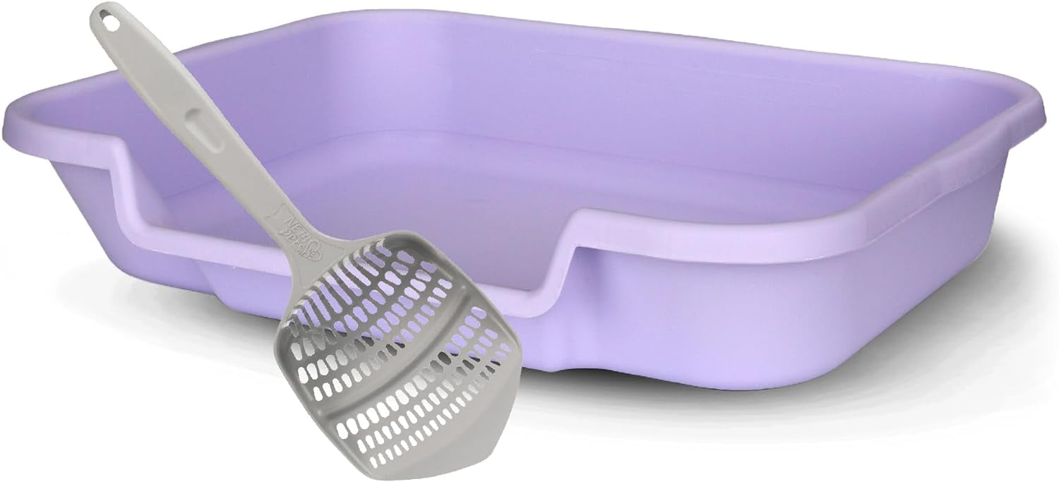Senior Cat Litter Box 1 Pack, Large Storybook Lavender Low Entrance ...