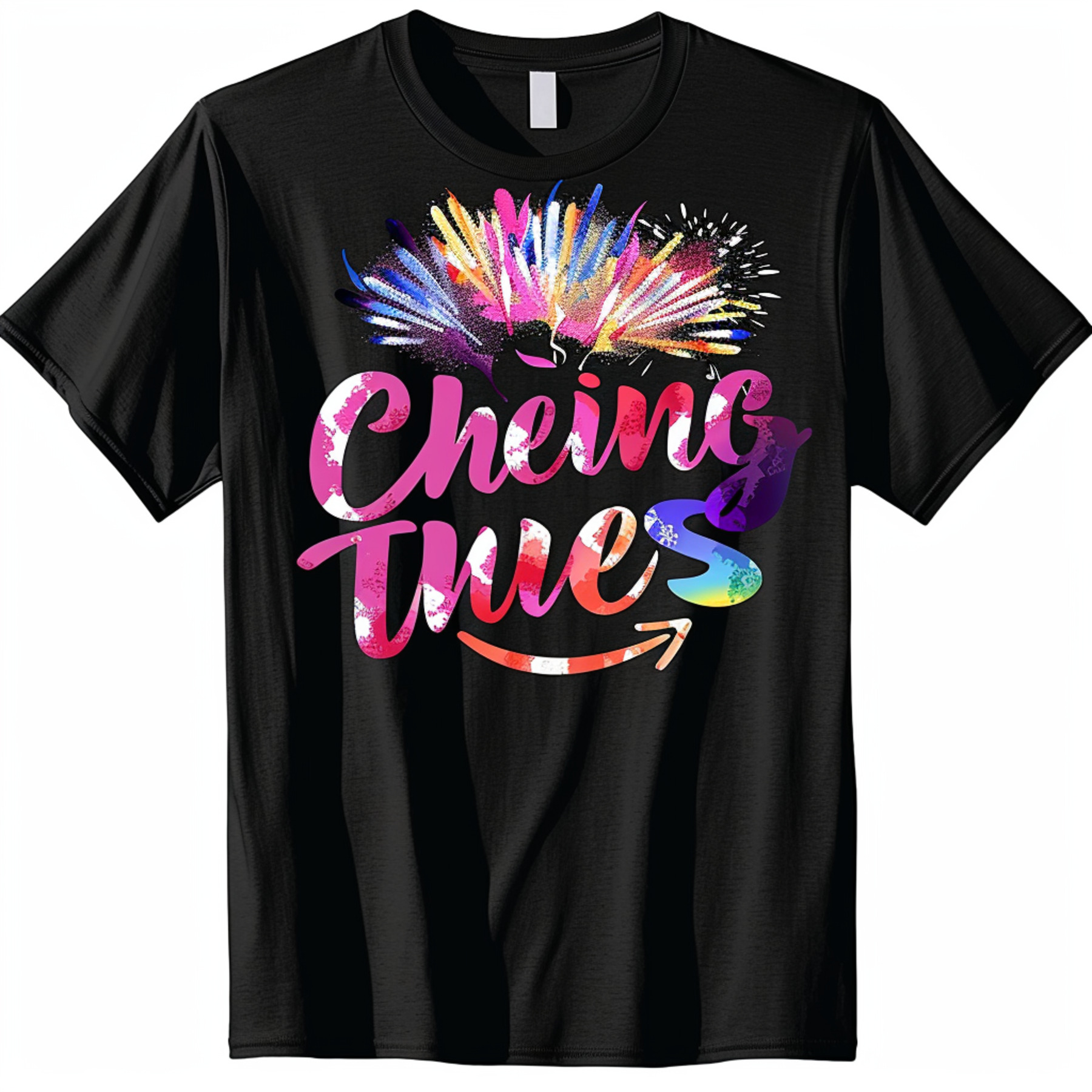 Senior Cheer Mount 2024 Black T Shirt with Sparkling Fireworks ...