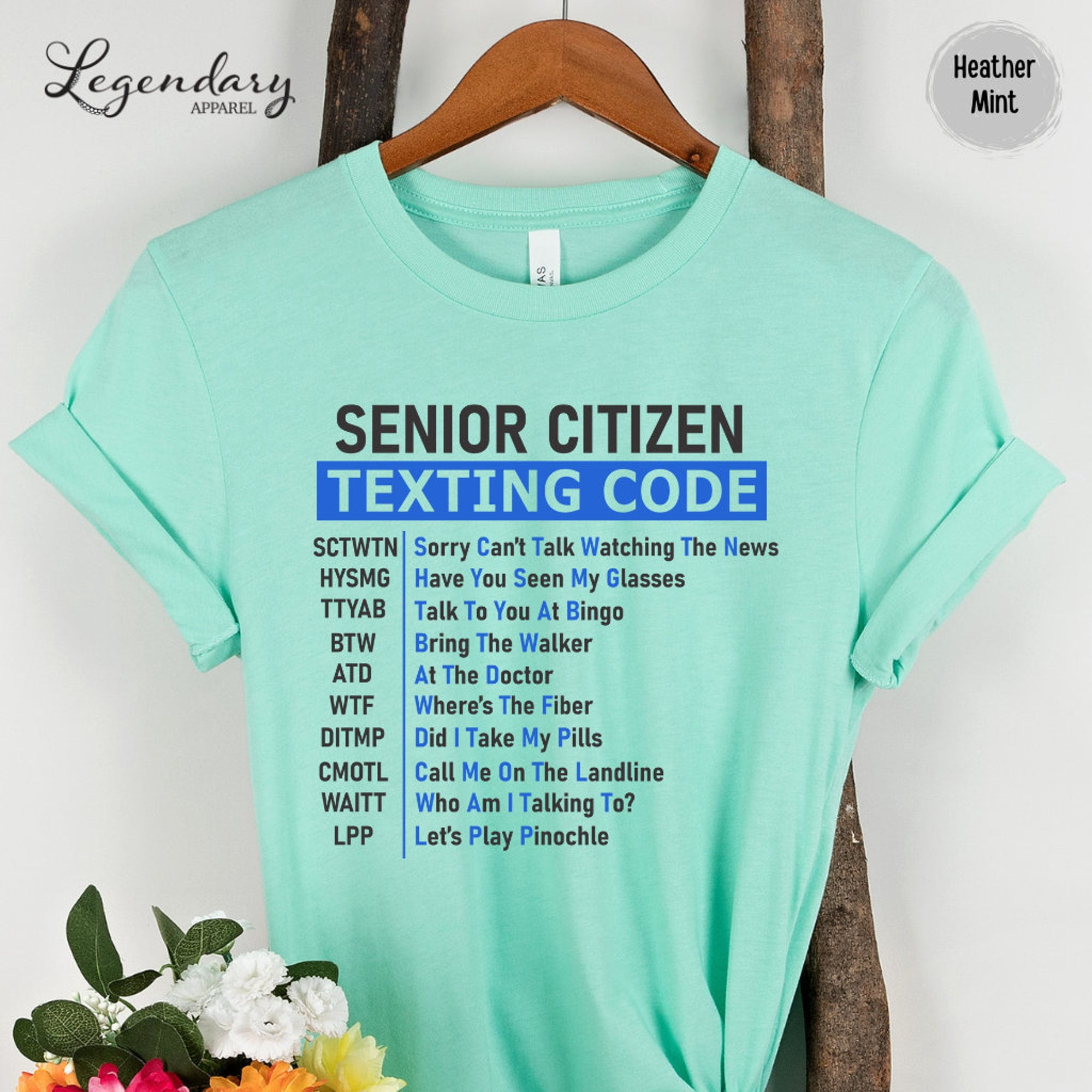 Senior Citizen Texting Code Shirt Funny Text Message Grandparents Gift ...
