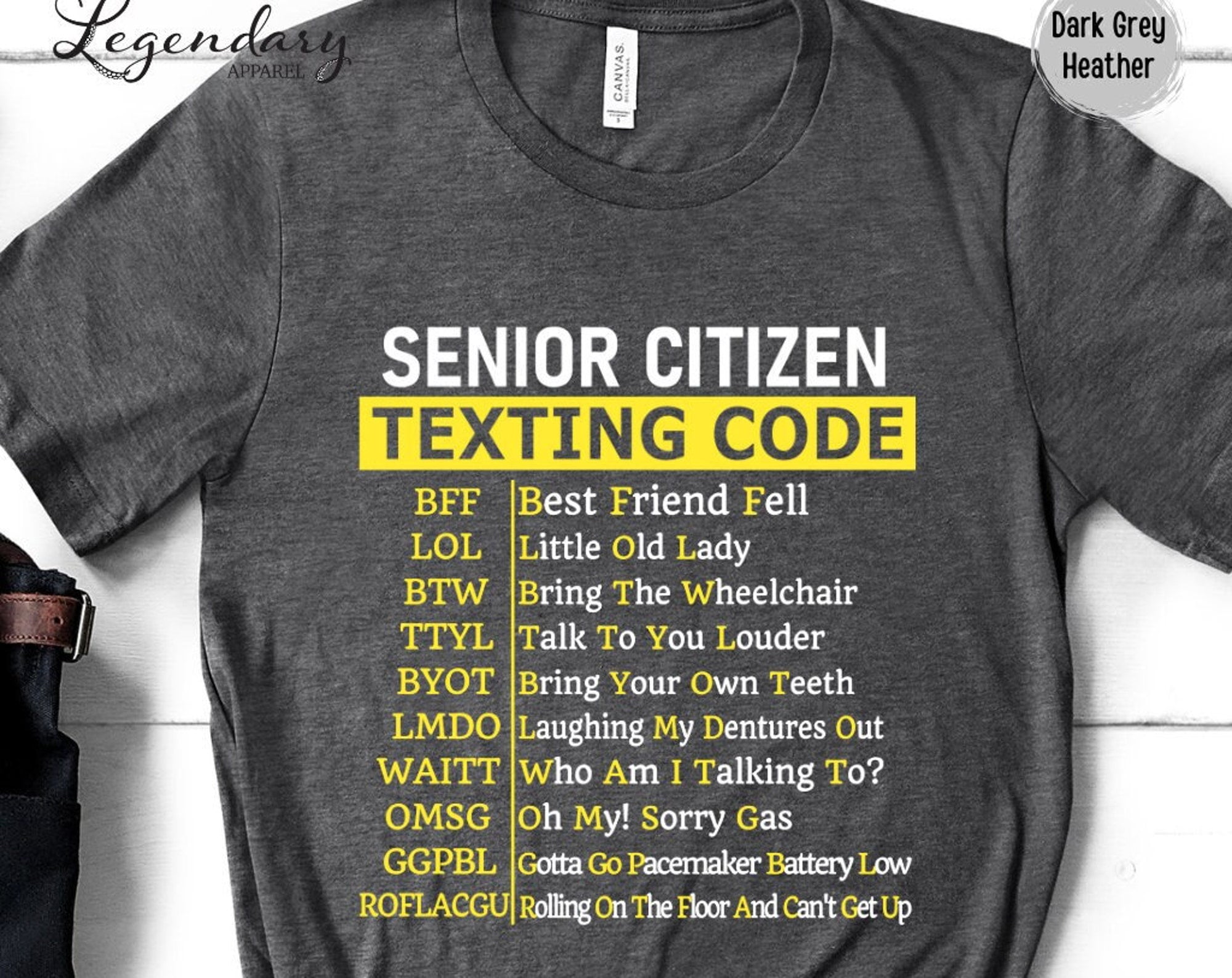 Senior Citizen Texting Code Shirt Funny Text Message Grandparents Gift ...