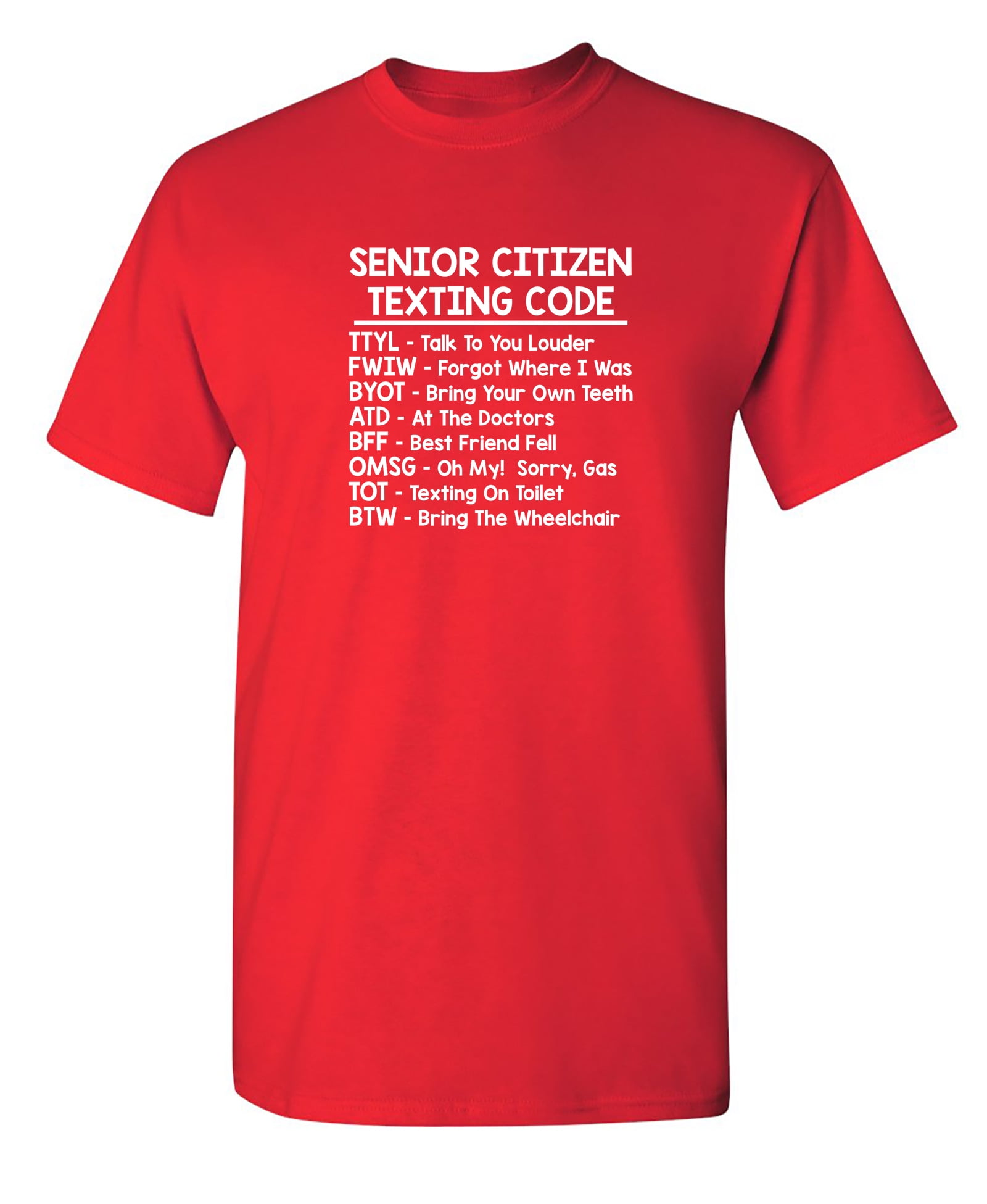 Senior Citizen Texting Codes Sarcastic Premium T Shirt Adult Humor ...