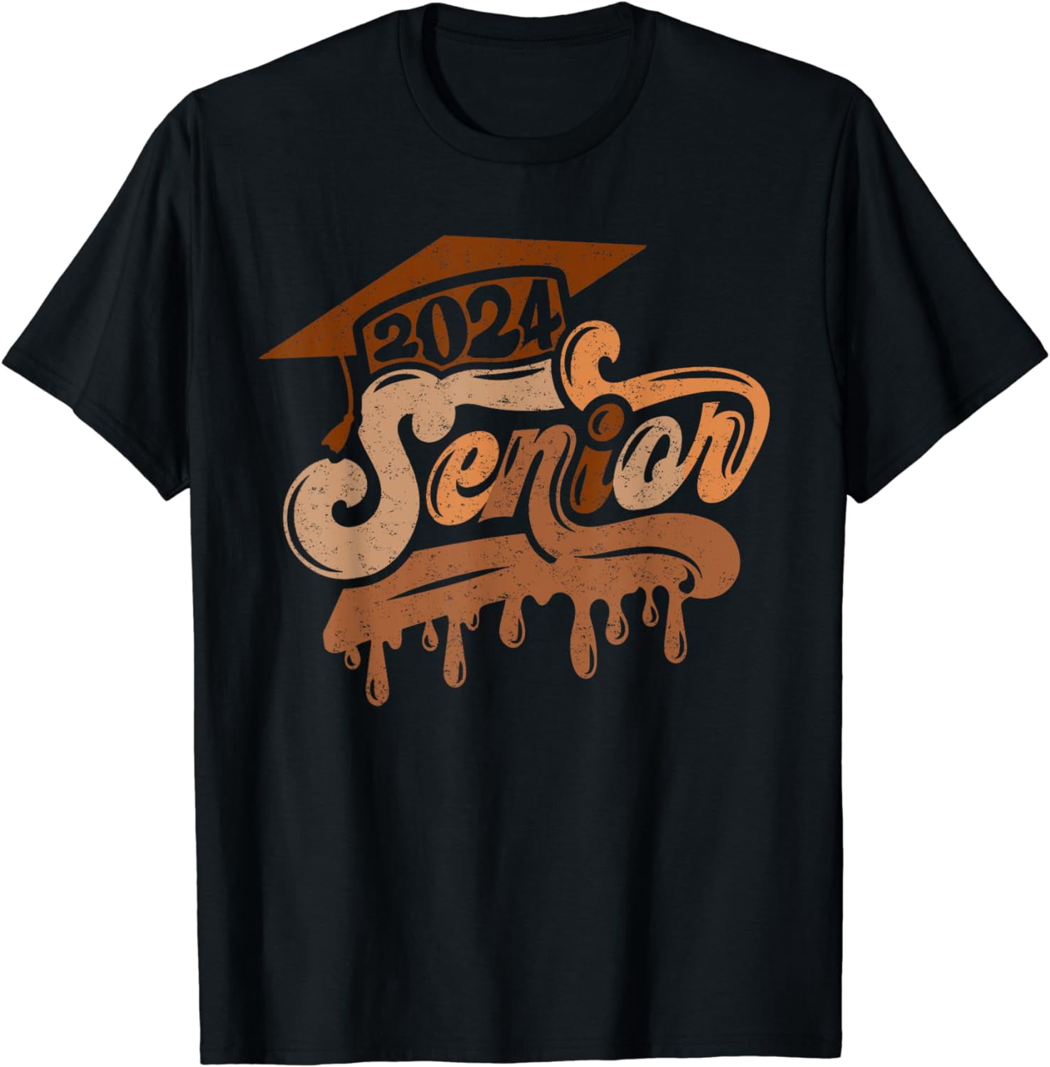 Senior Class of 2024 Black Educated Graduate Afro Melanin T-Shirt ...