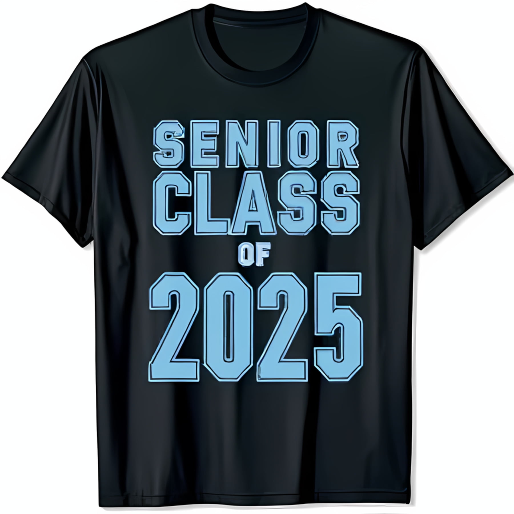 Senior Class of 2025 Black T-Shirt with Bold Blue Graphic Design ...