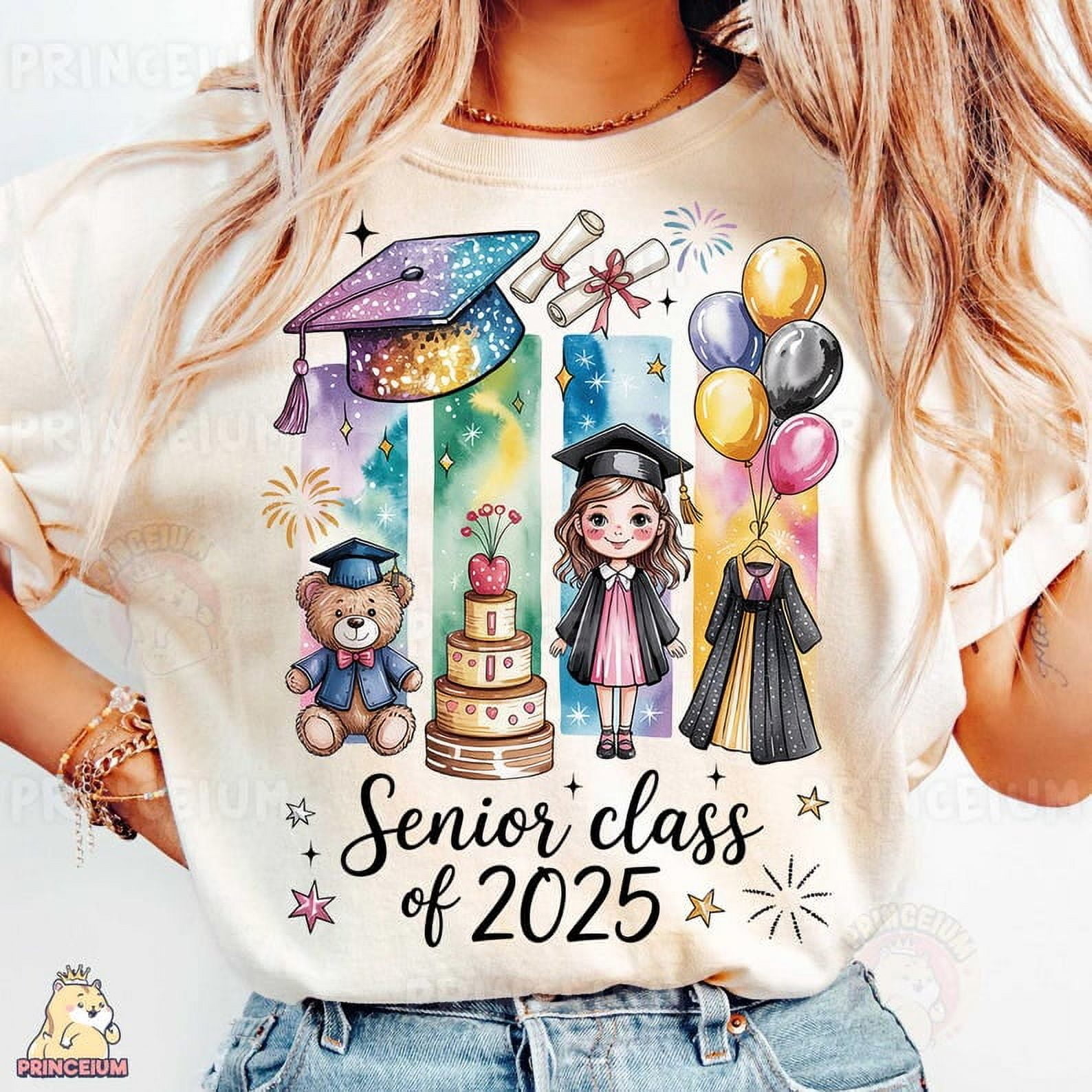 Senior Class of 2025 T-Shirt, Graduation Girl Shirt, Cap and Gown Shirt ...