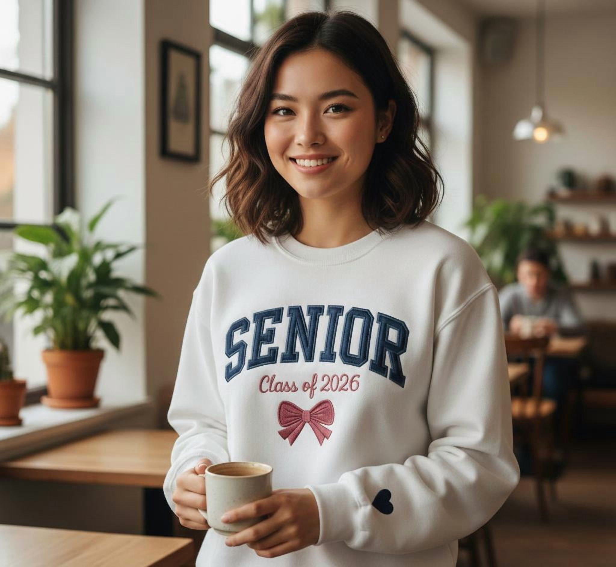Senior Class of 2026 Embroidered Sweatshirt With Bow Design Graduation ...
