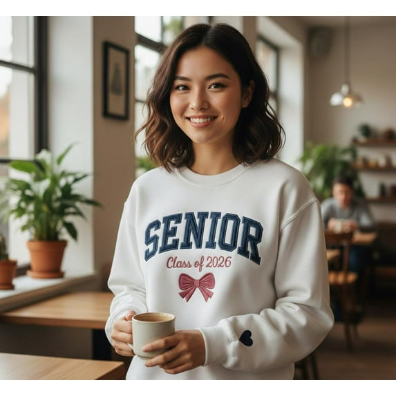 Senior Class of 2026 Embroidered Sweatshirt With Bow Design Graduation ...