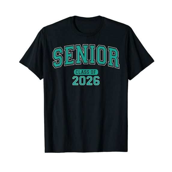 Senior Class of 2026 Graduation Varsity Arched Teal Letters T-Shirt ...