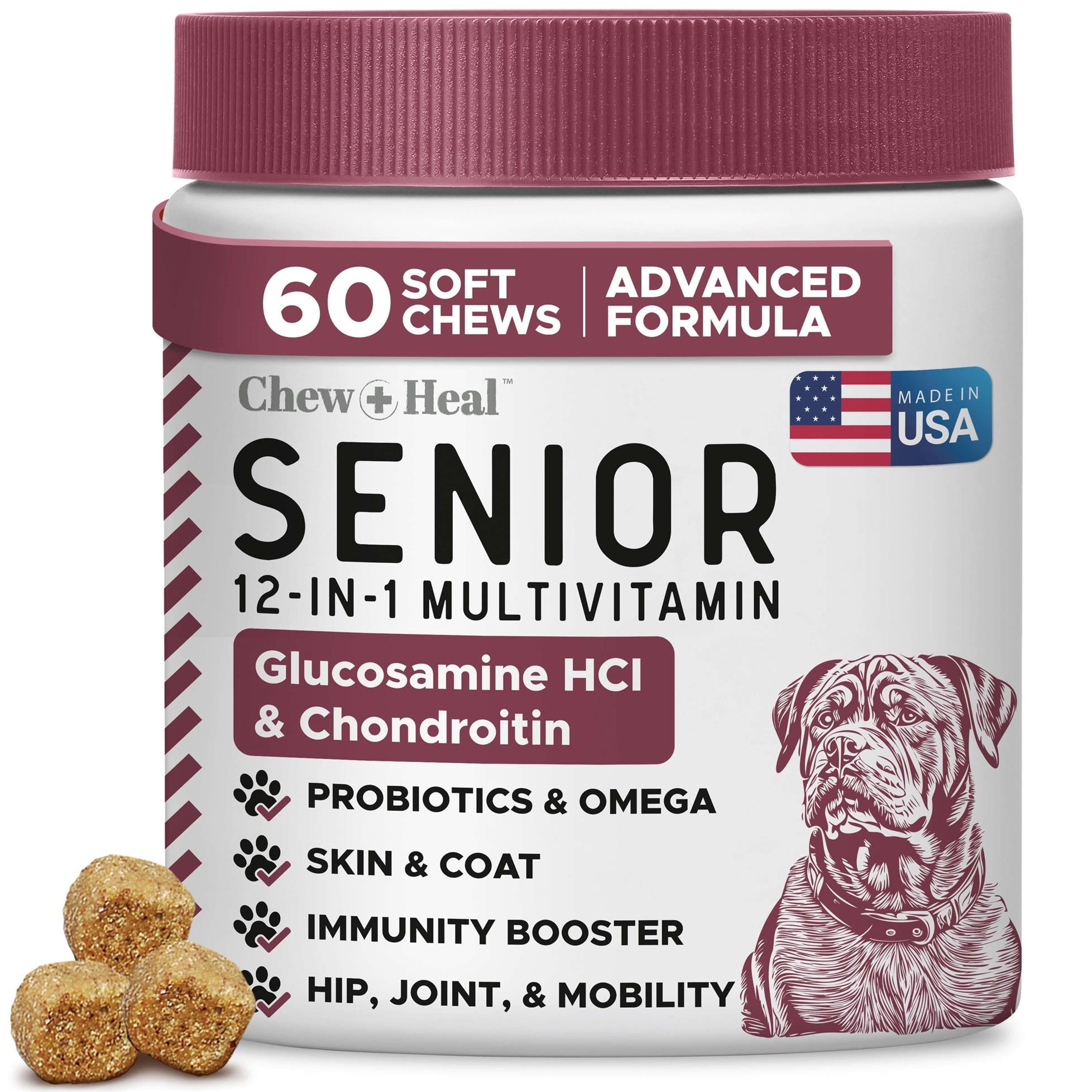 Chew + Heal Senior Dog 12-in-1 Multivitamin Soft Chews – Complete Daily ...