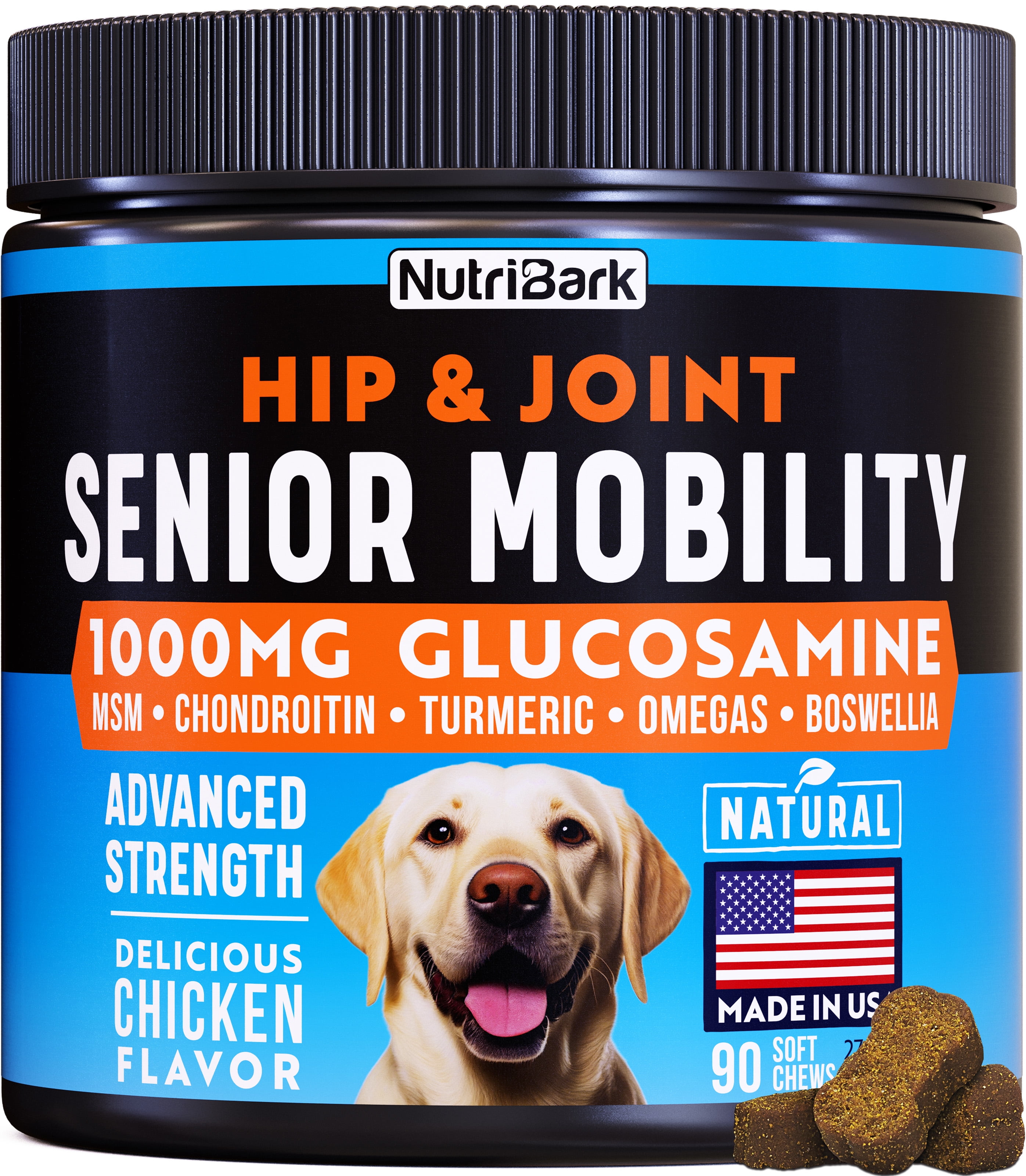 Senior Dog Joint Supplement -1000mg Glucosamine for Dogs -Advanced Hip & Joint Support Chews w ...