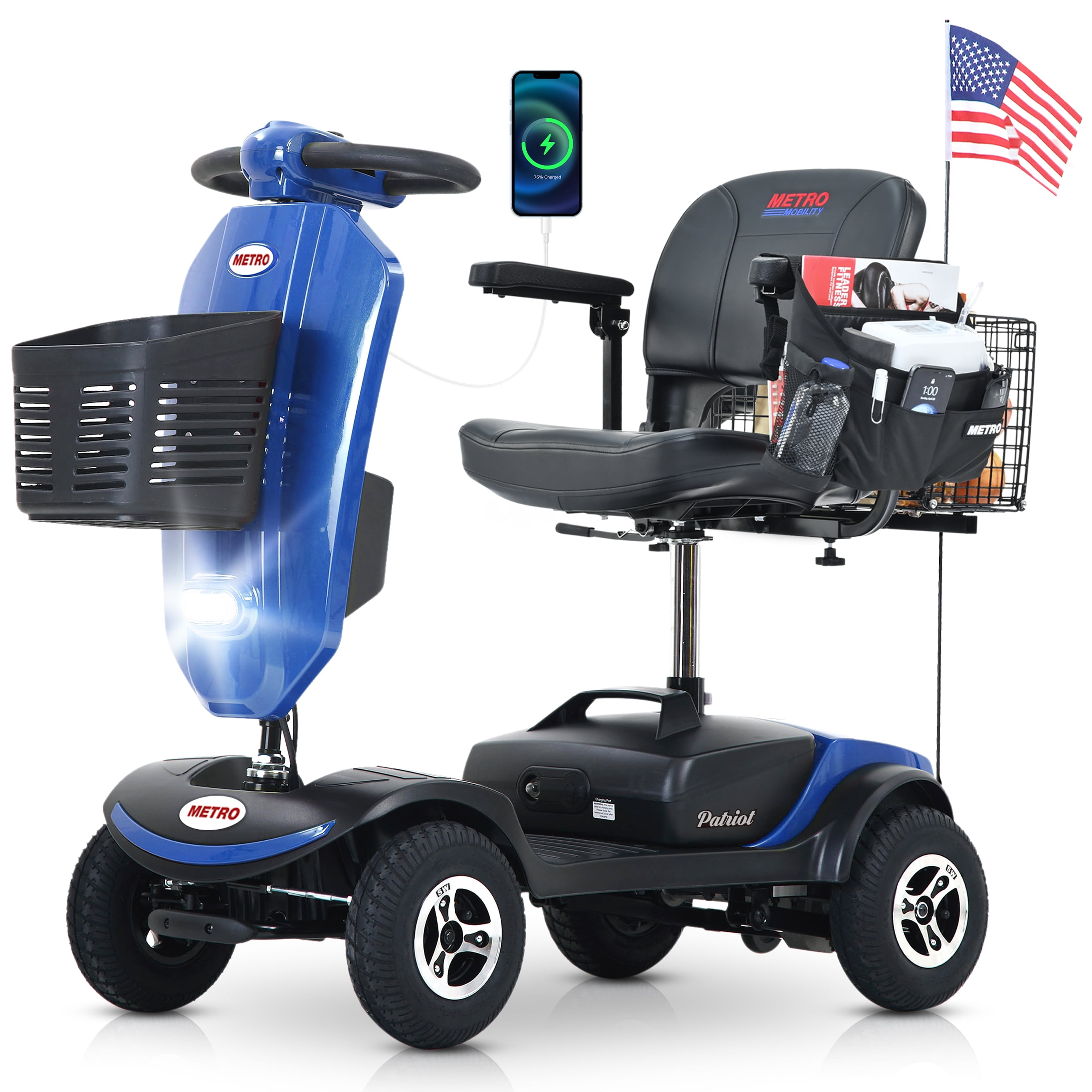 Senior Mobility Scooter, Outdoor Electric PoweBlue Mobility Scooter ...