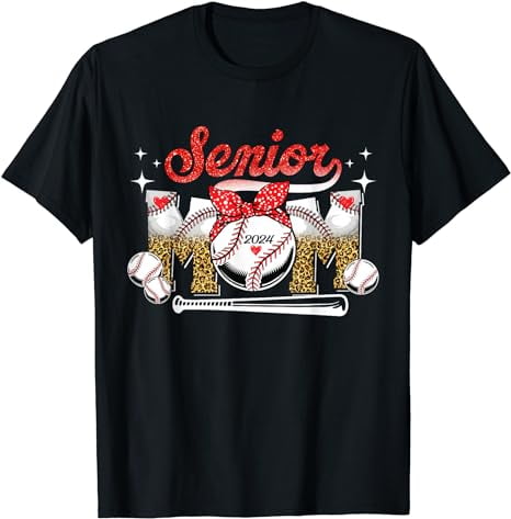 Senior Mom Class Of 2024 Baseball Graduation Mom 2024 Grad T-Shirt ...
