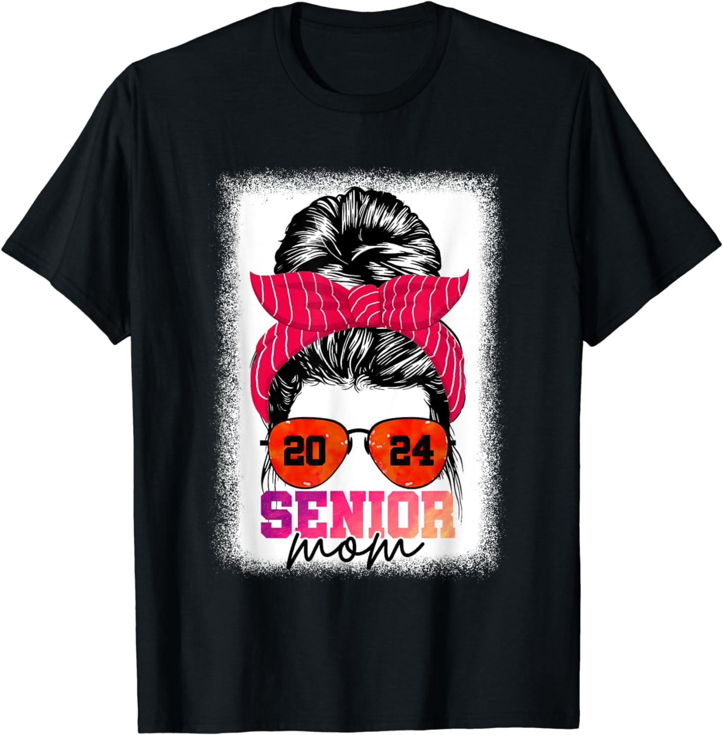 Senior Mom Class Of 2024 Graduate Graduation Messy Bun Mama T-Shirt ...