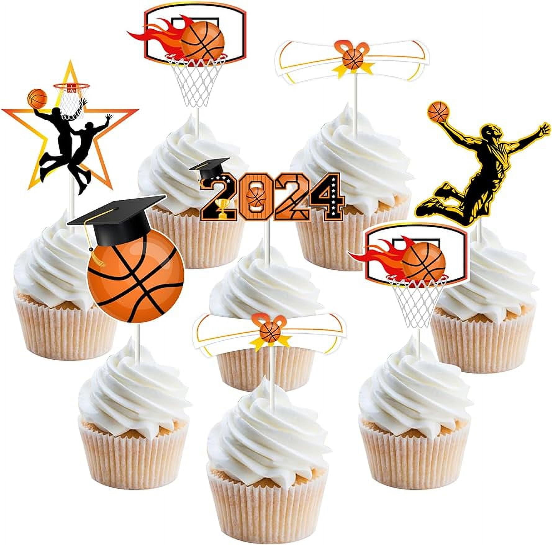 36Pcs Basketball 2024 Graduation Decor, Senior Night Cupcake Toppers ...