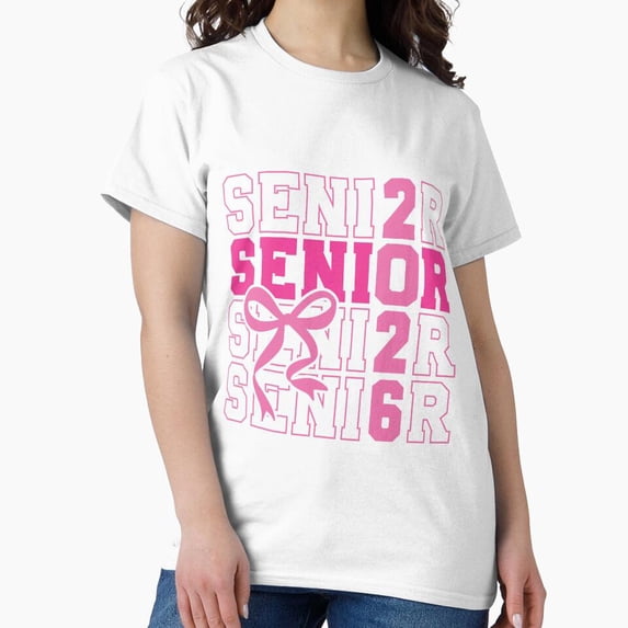 Senior Pink Bow Graduation Girl Shirt, Graduation Graphic Tee, Senior ...