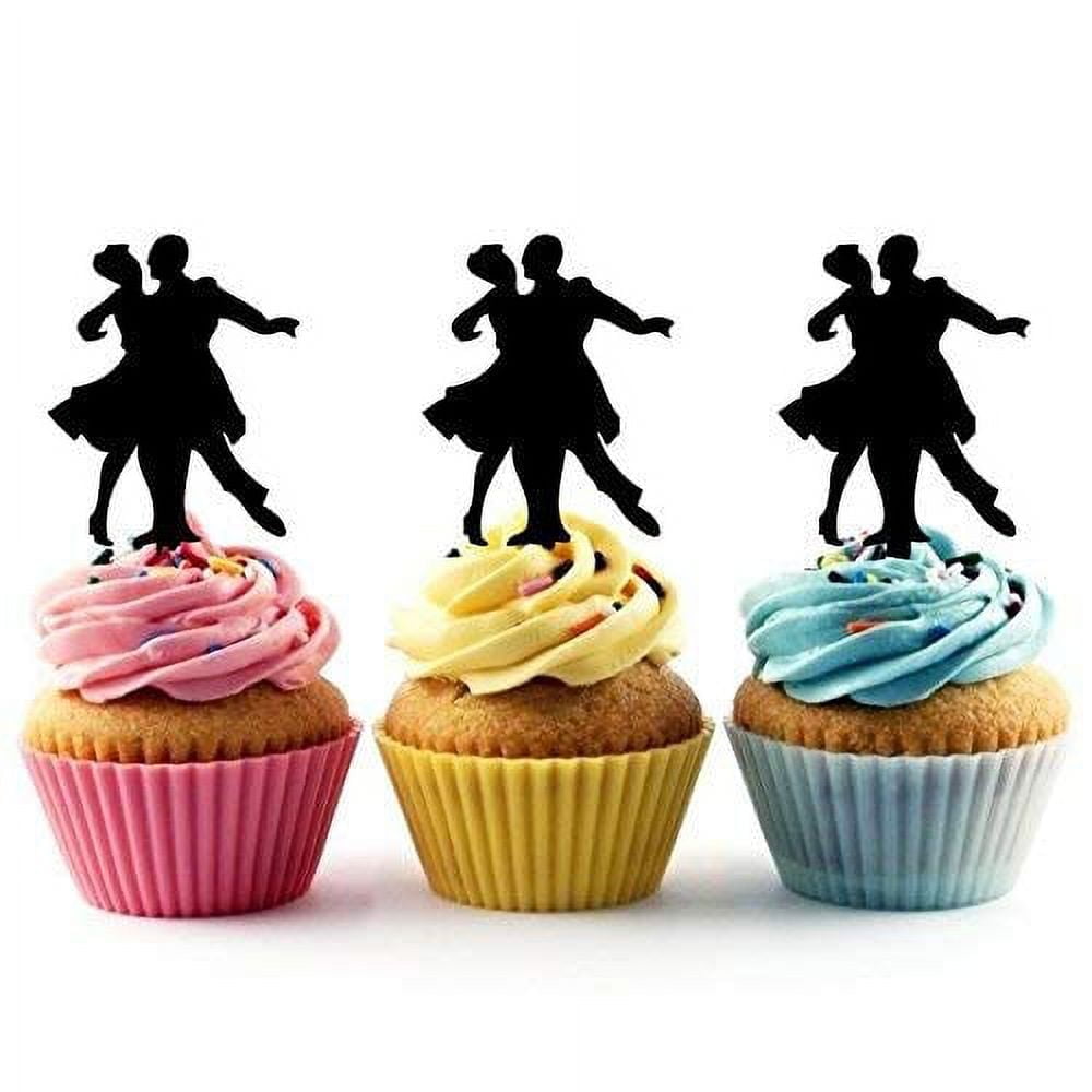 Senior Prom Couple Ballroom Dancing Silhouette Acrylic Cupcake Toppers ...