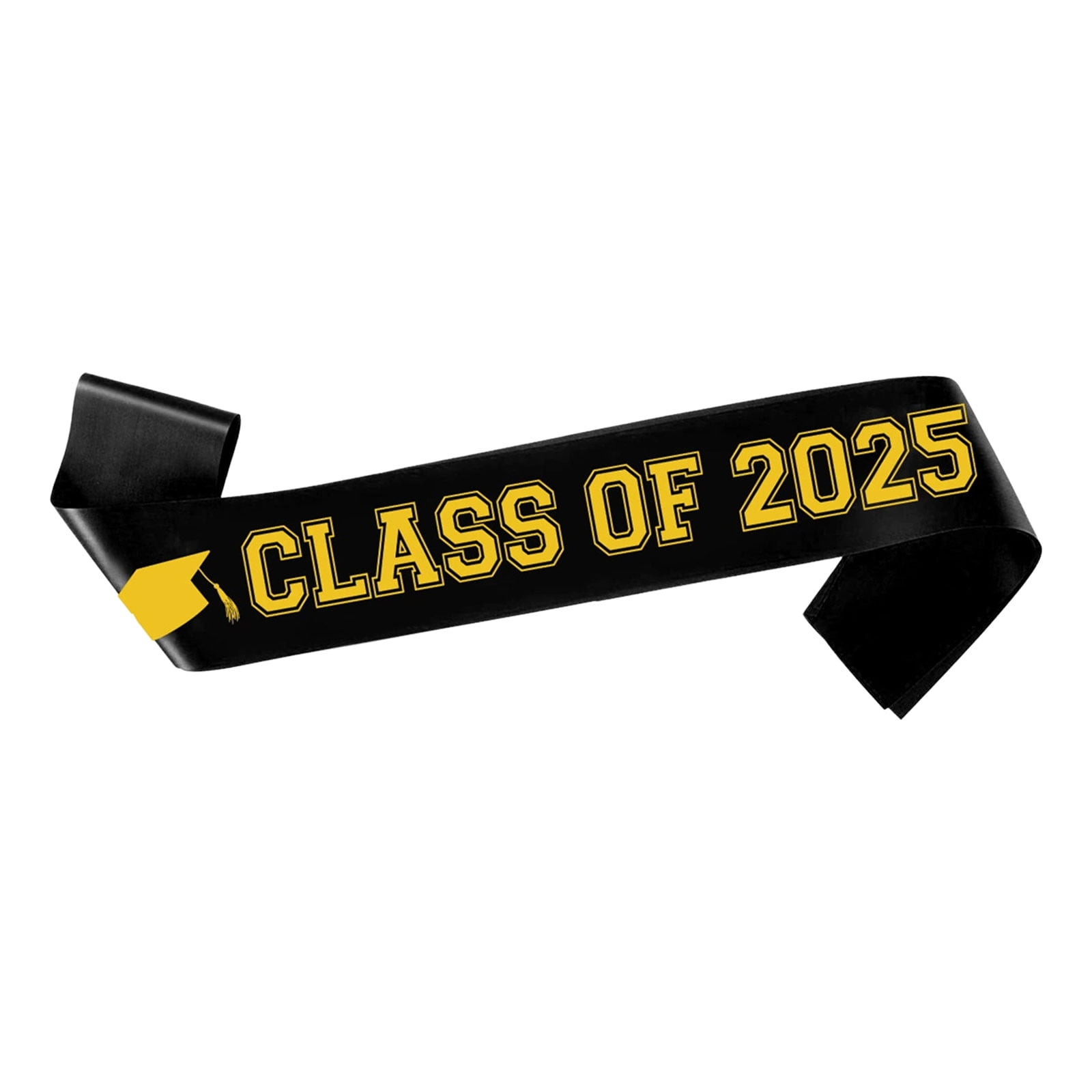 Senior Sash 2025, Graduation Sash Black with Yellow Glitter Letter ...