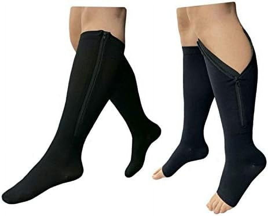 Seniors 15-20 mmHg And 20-30 mmHg Zipper Compression Easy Zip Up Socks ...