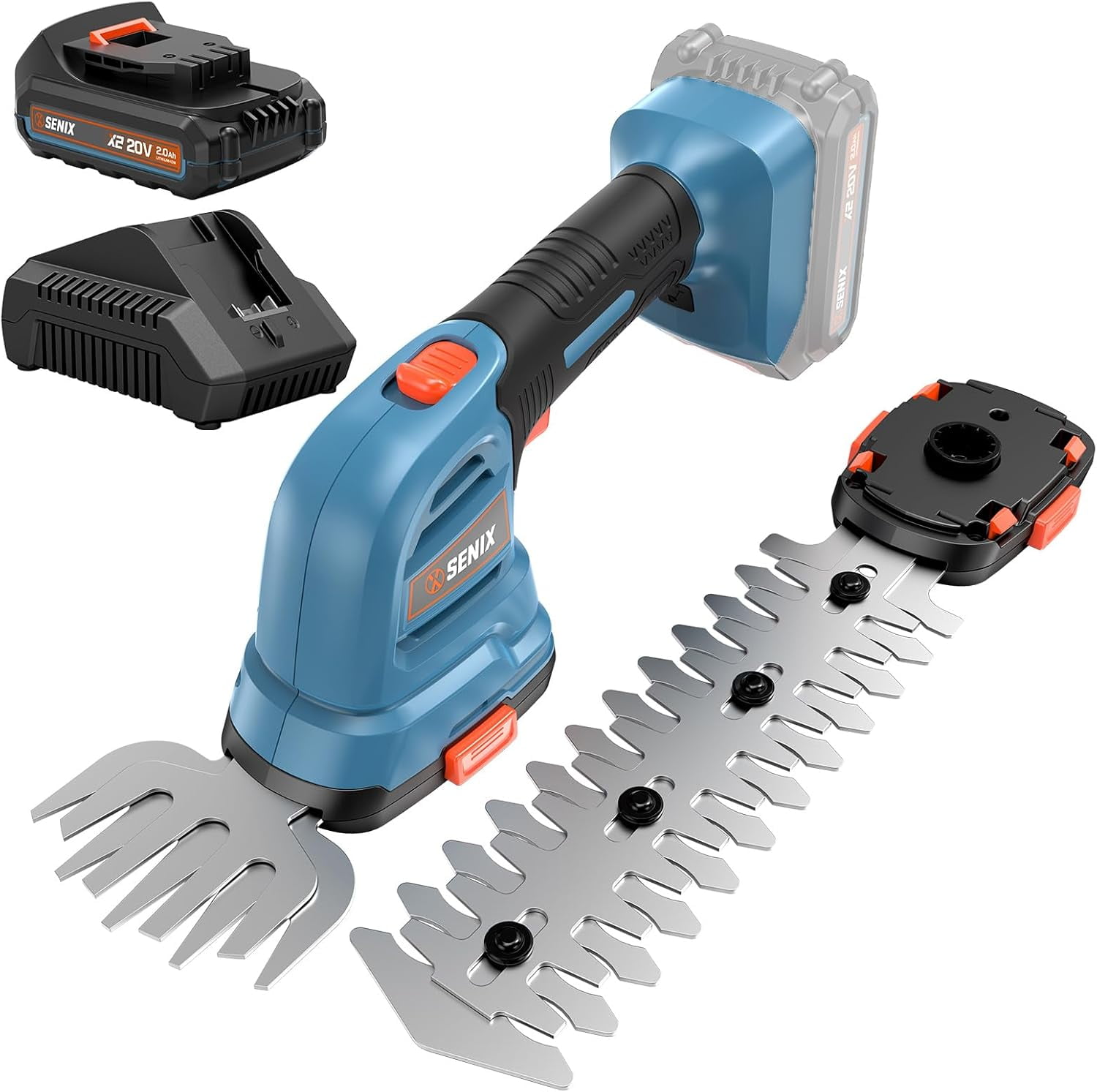 Senix X2 20 Volt Max* 2-in-1 Cordless Hedge Trimmer and Grass Shear ...