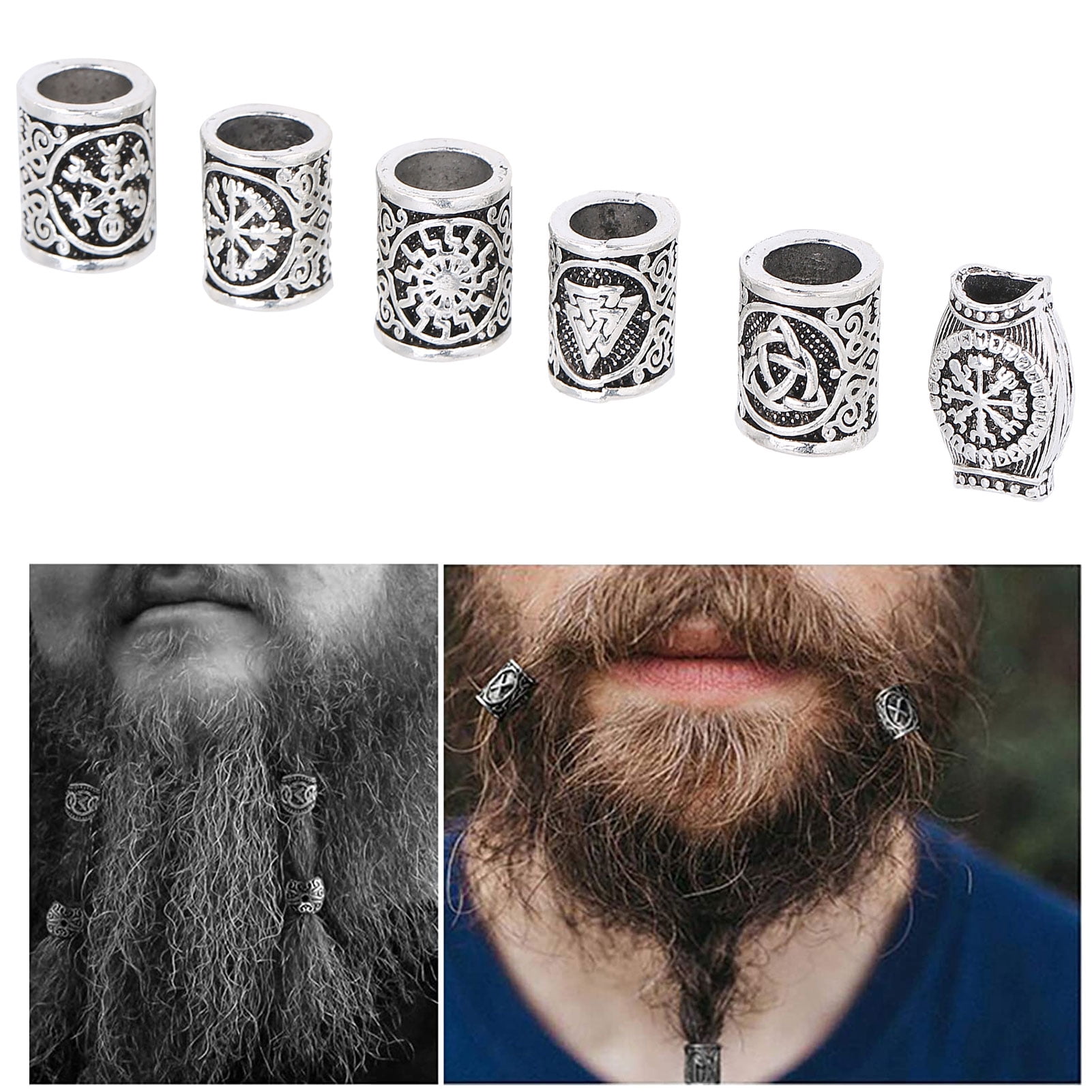 Senjay Beard Hair Beads,Vintage Beard Beads,6pcs Beard Hair Beads ...