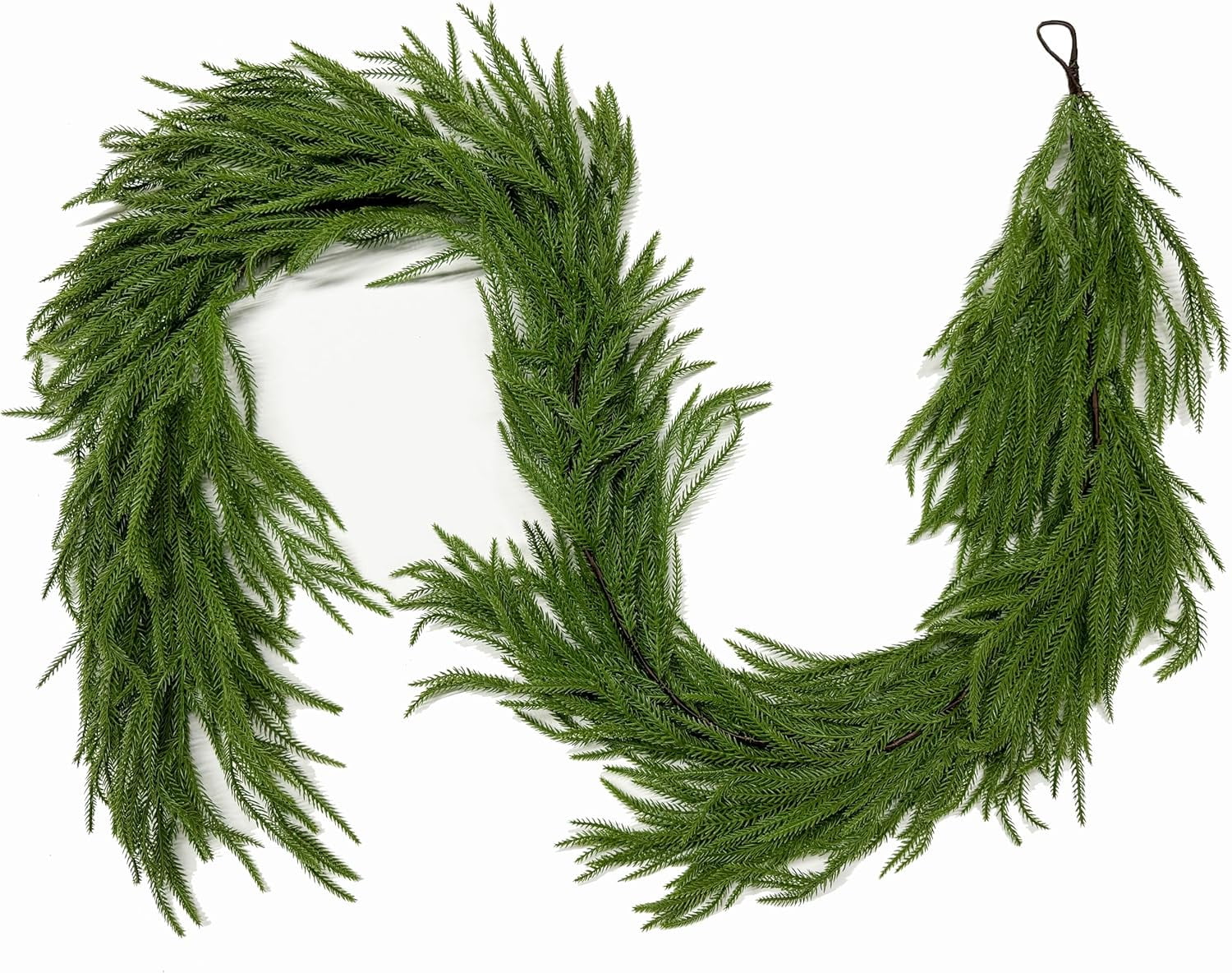 Senjie 2PCS Christmas Garlands Norfolk Pine Garland Real Touch ...