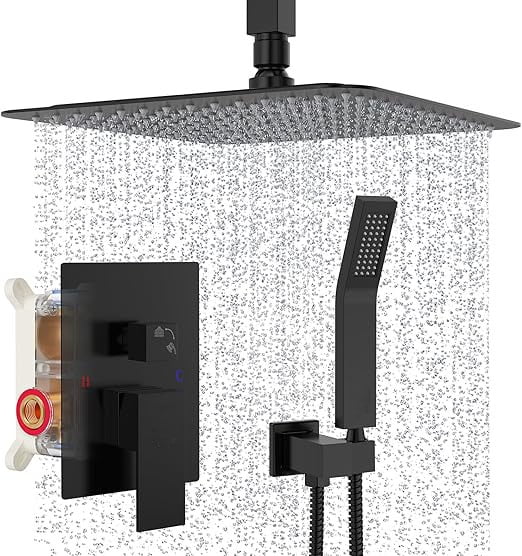 Senlesen Ceiling Mounted Shower Set: 8" Rainfall Head, 2-Way Mixer ...