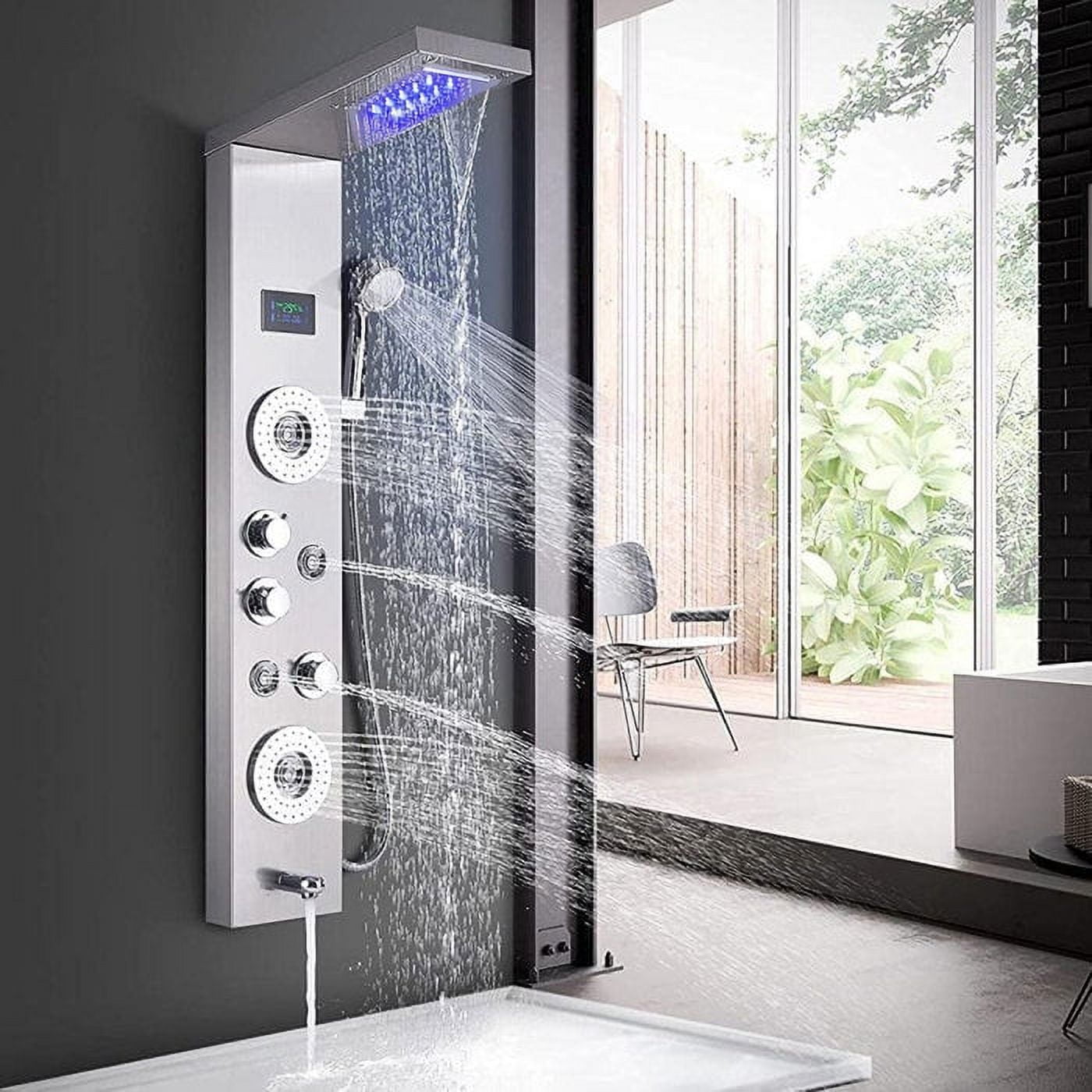Senlesen High Pressure LED Shower Panel, Stainless Steel Rainfall Tower ...