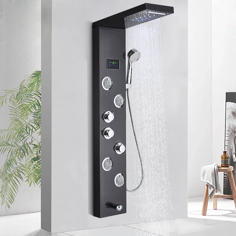 Senlesen Oil Rubbed Bronze LED Shower Panel Stainless Steel Spa Massage ...