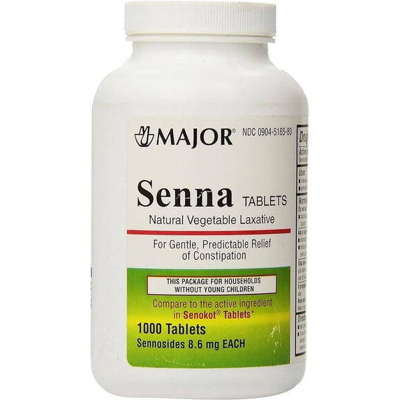 Major Natural Vegetable Laxative Tablets 8.6 Mg 1000 count for Senekot ...